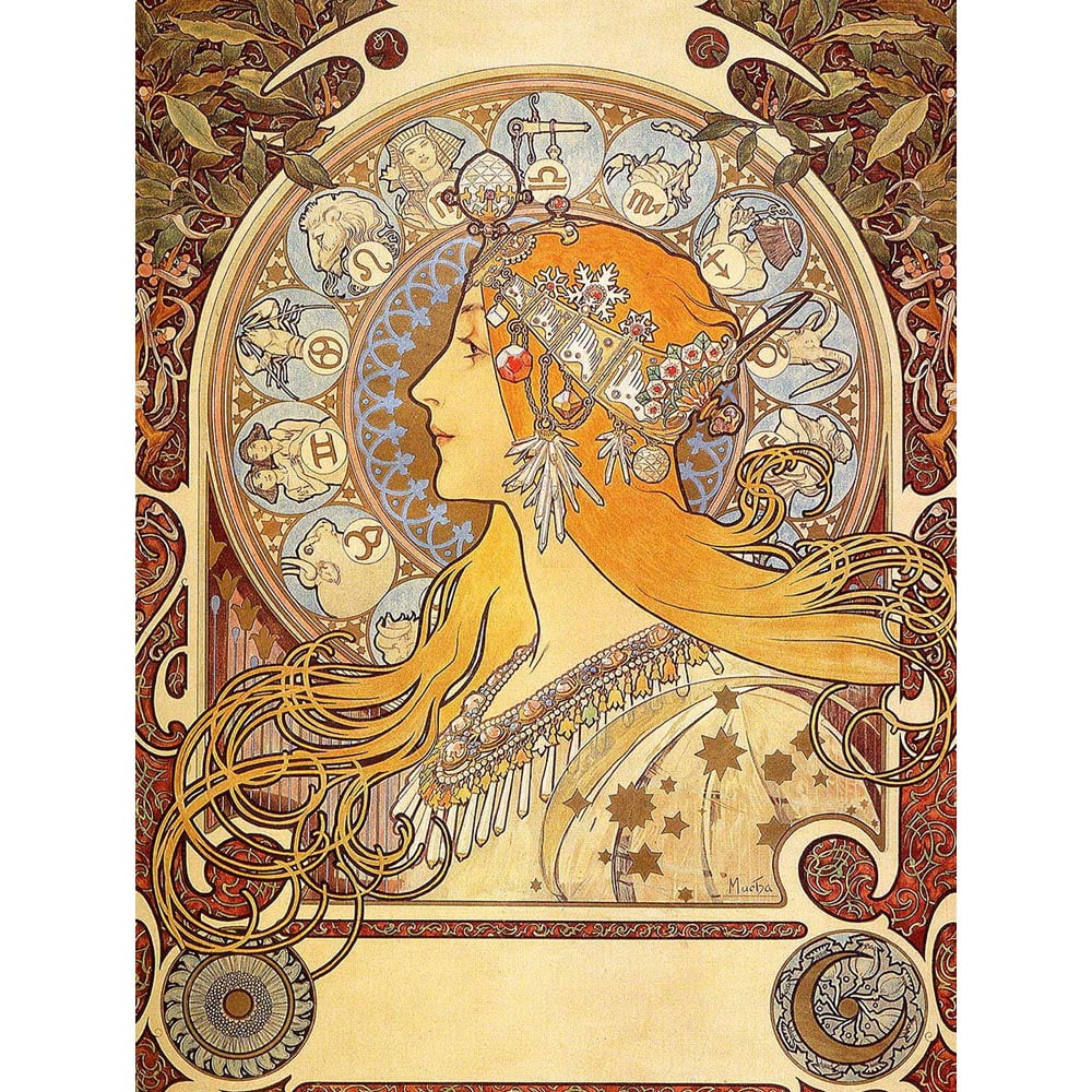 Alphonse Mucha 1896 Zodiac Signs Art Nouveau Old Master Painting ...