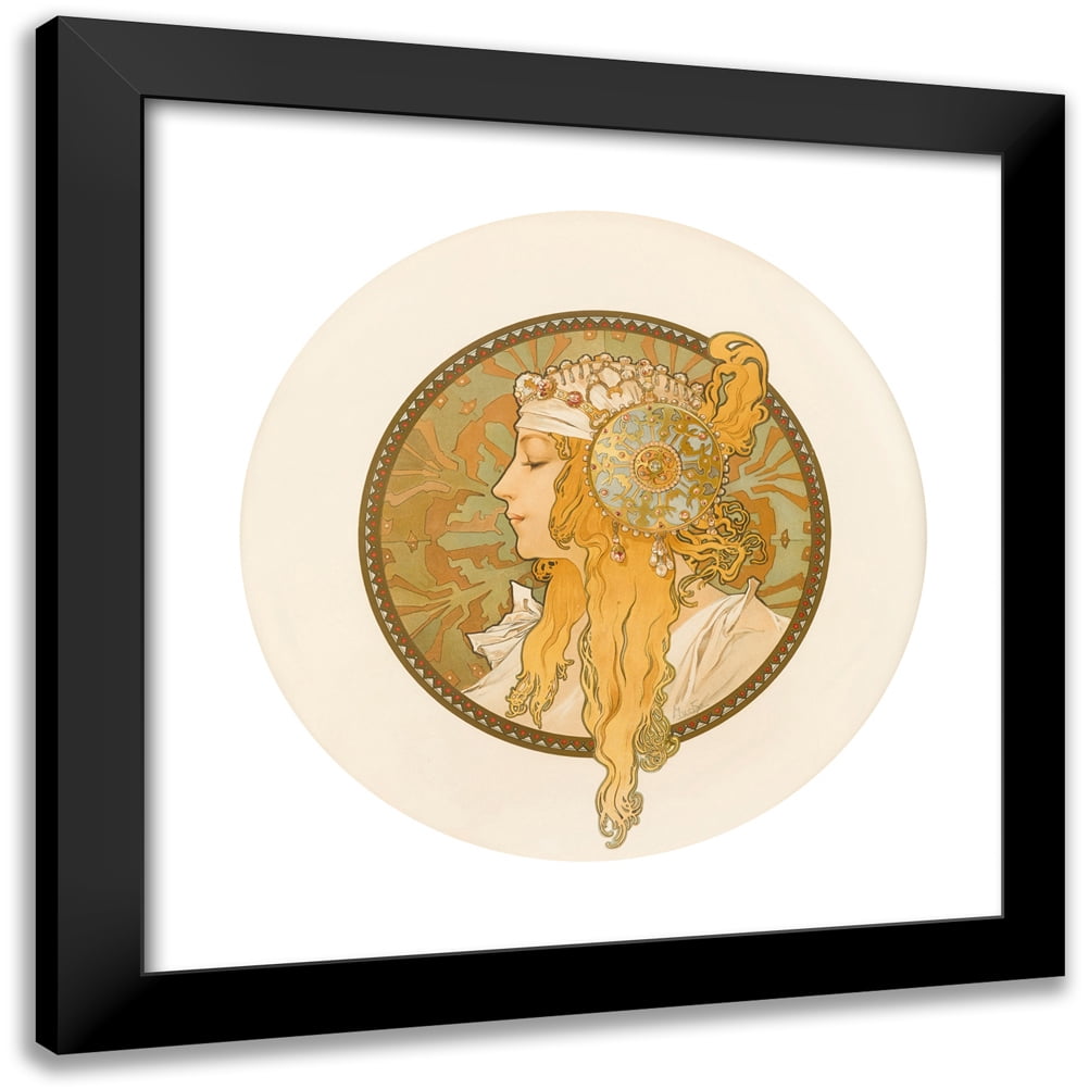 Alphonse Mucha 20x20 Black Modern Framed Museum Art Print Titled ...