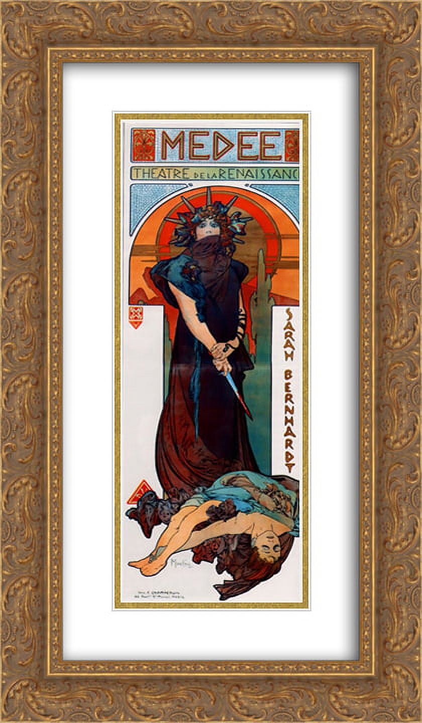 Alphonse Mucha 2x Matted 14x24 Gold Ornate Framed Art Print 'Medea ...