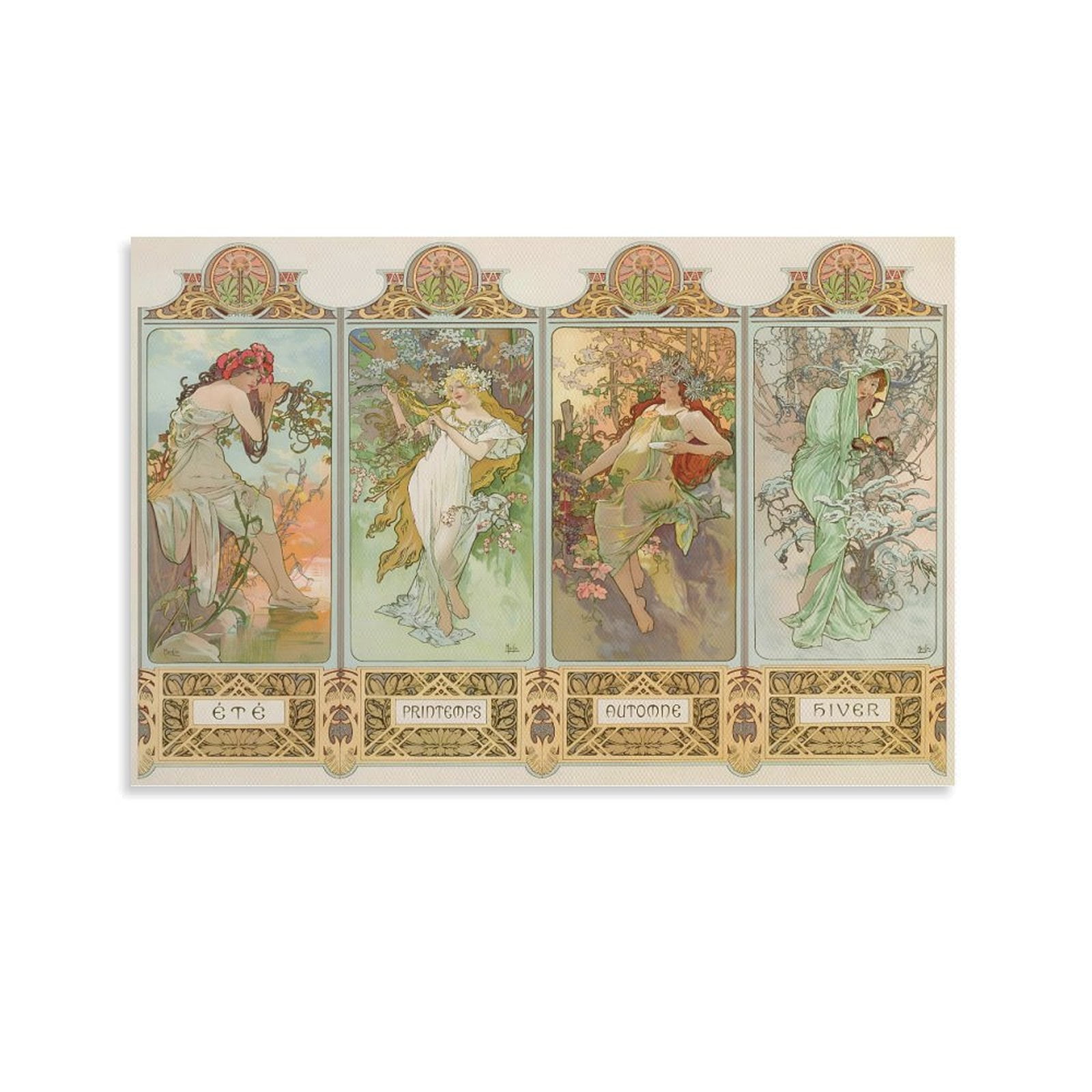 Alphonse Mucha 4 Seasons 《Spring, Summer, Autumn And Winter》 Wall Art ...