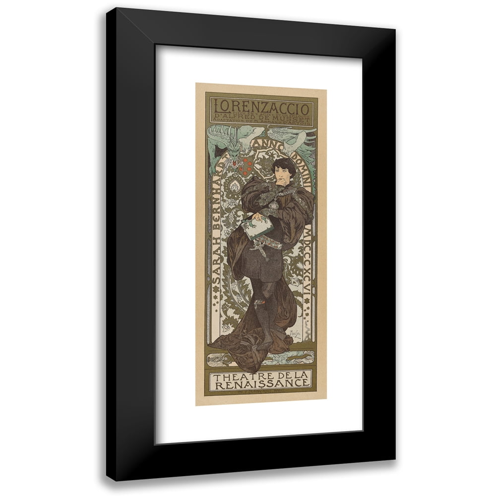 Alphonse Mucha 8x14 Black Modern Framed Museum Art Print Titled ...