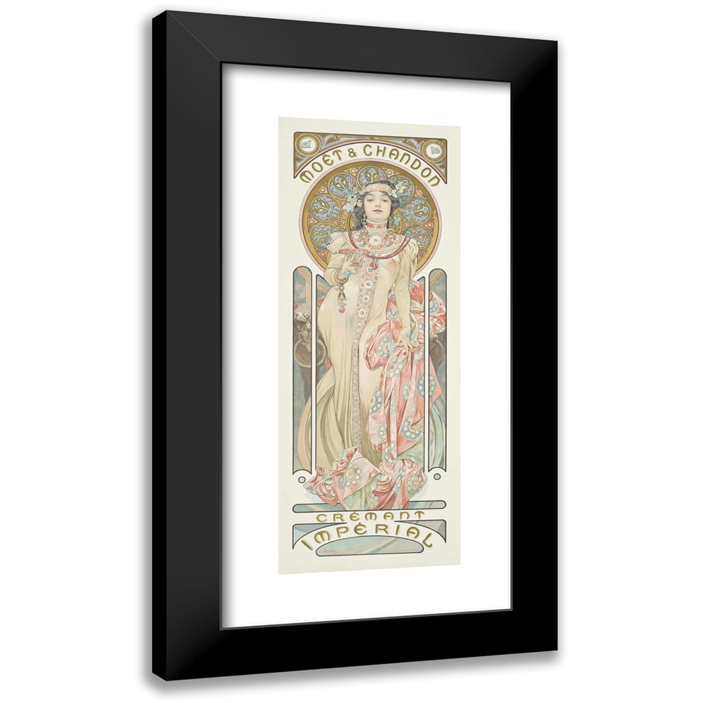 Alphonse Mucha 8x14 Black Modern Framed Museum Art Print Titled - Moet ...