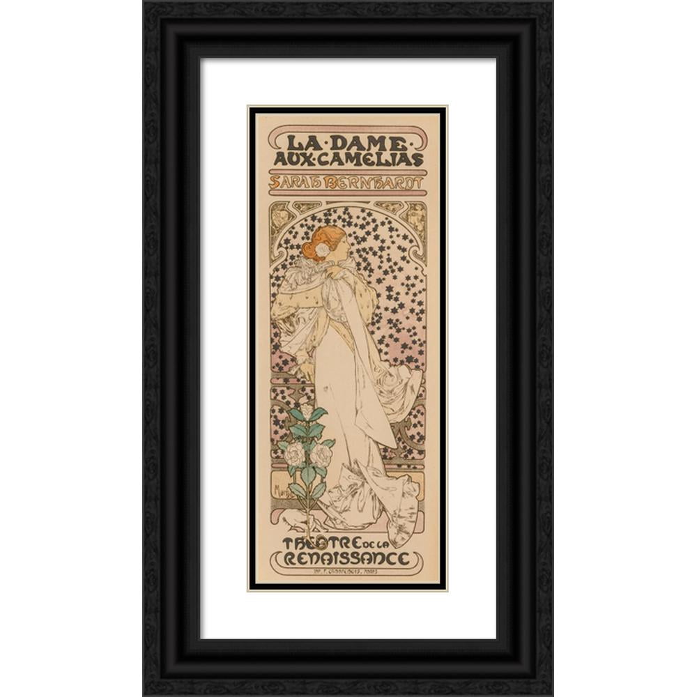 Alphonse Mucha 8x14 Black Ornate Wood Framed Double Matted Museum Art ...