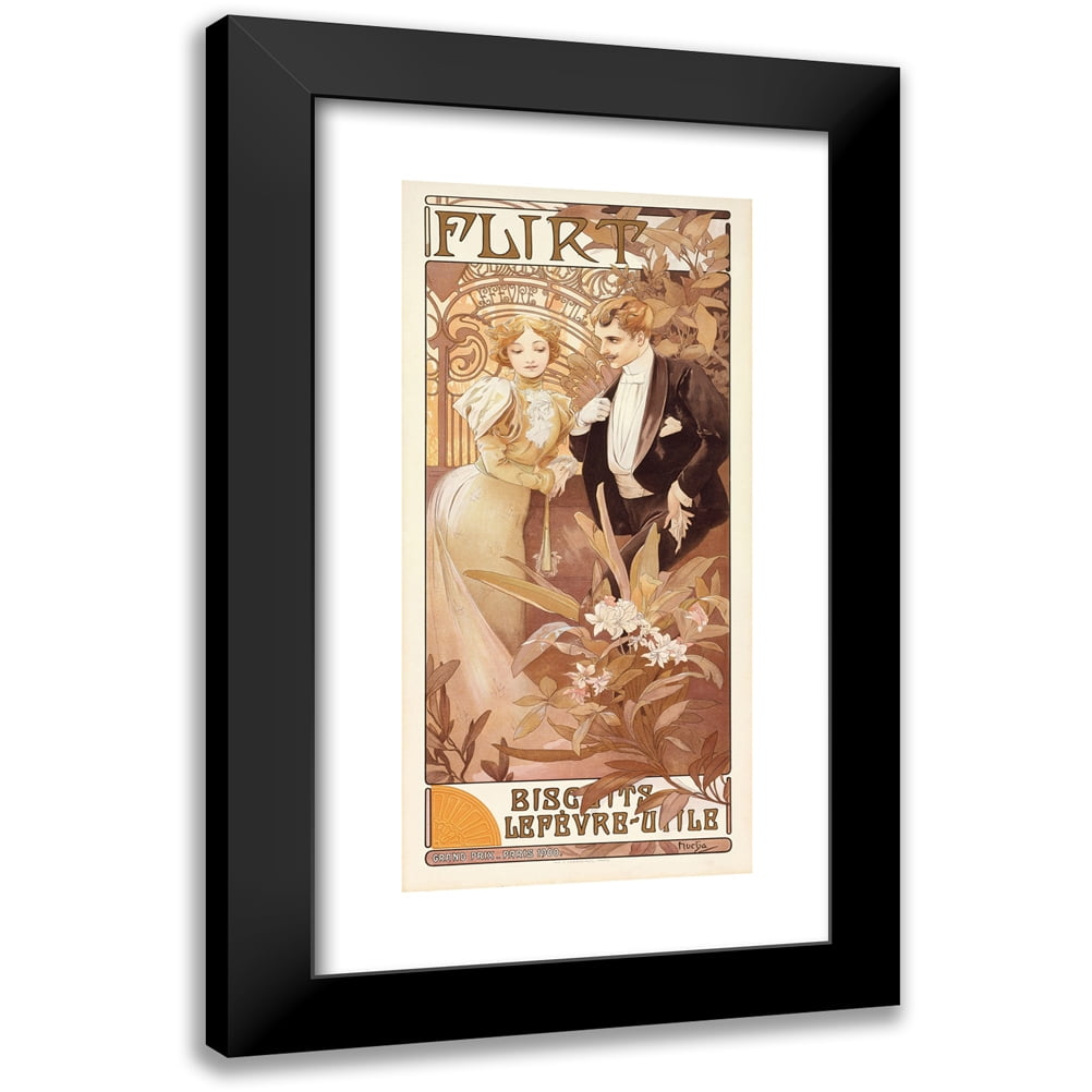 Alphonse Mucha 9x14 Black Modern Framed Museum Art Print Titled - Flirt (circa 1895-1900 ...