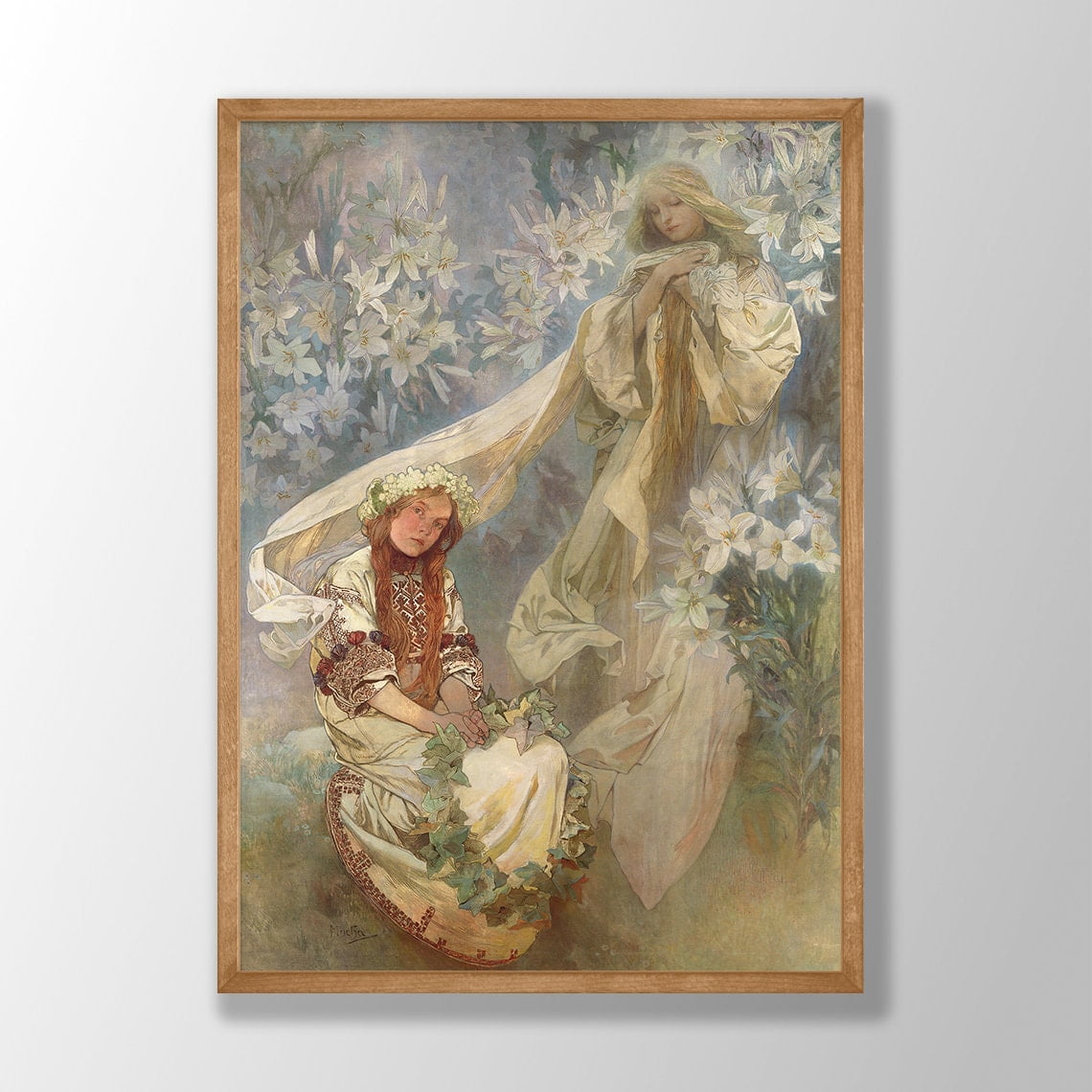 Alphonse Mucha Art Nouveau : Madonna Of The Lilies Print #1618 ...