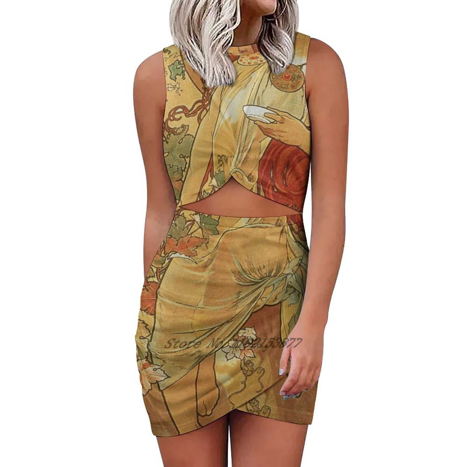 Alphonse Mucha - Autumn 1896 Loose Pocket Dress Women'S Printed Dresses ...