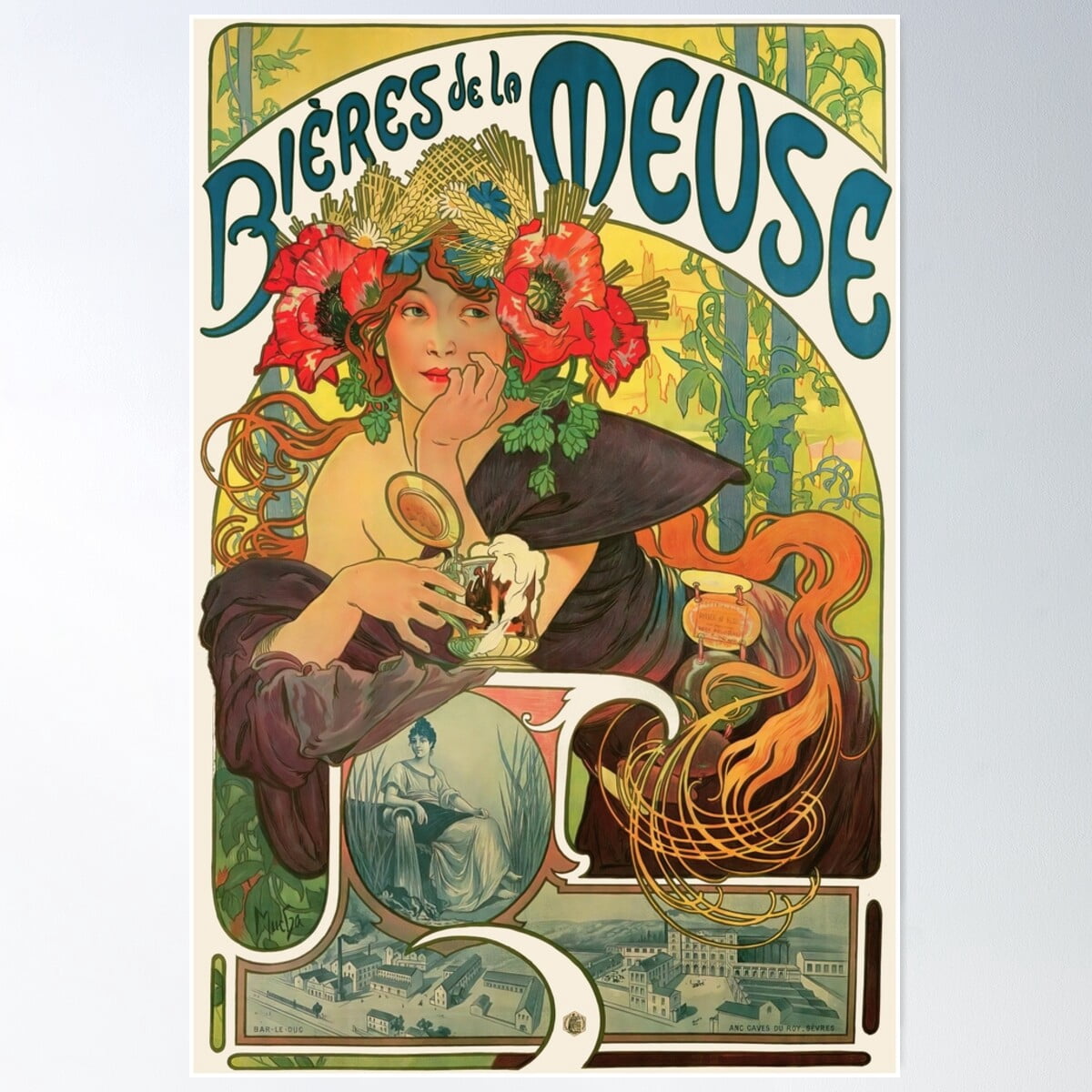 Alphonse Mucha - Bieres De La Meuse, 1897 Poster Wall Art, Modern Wall ...