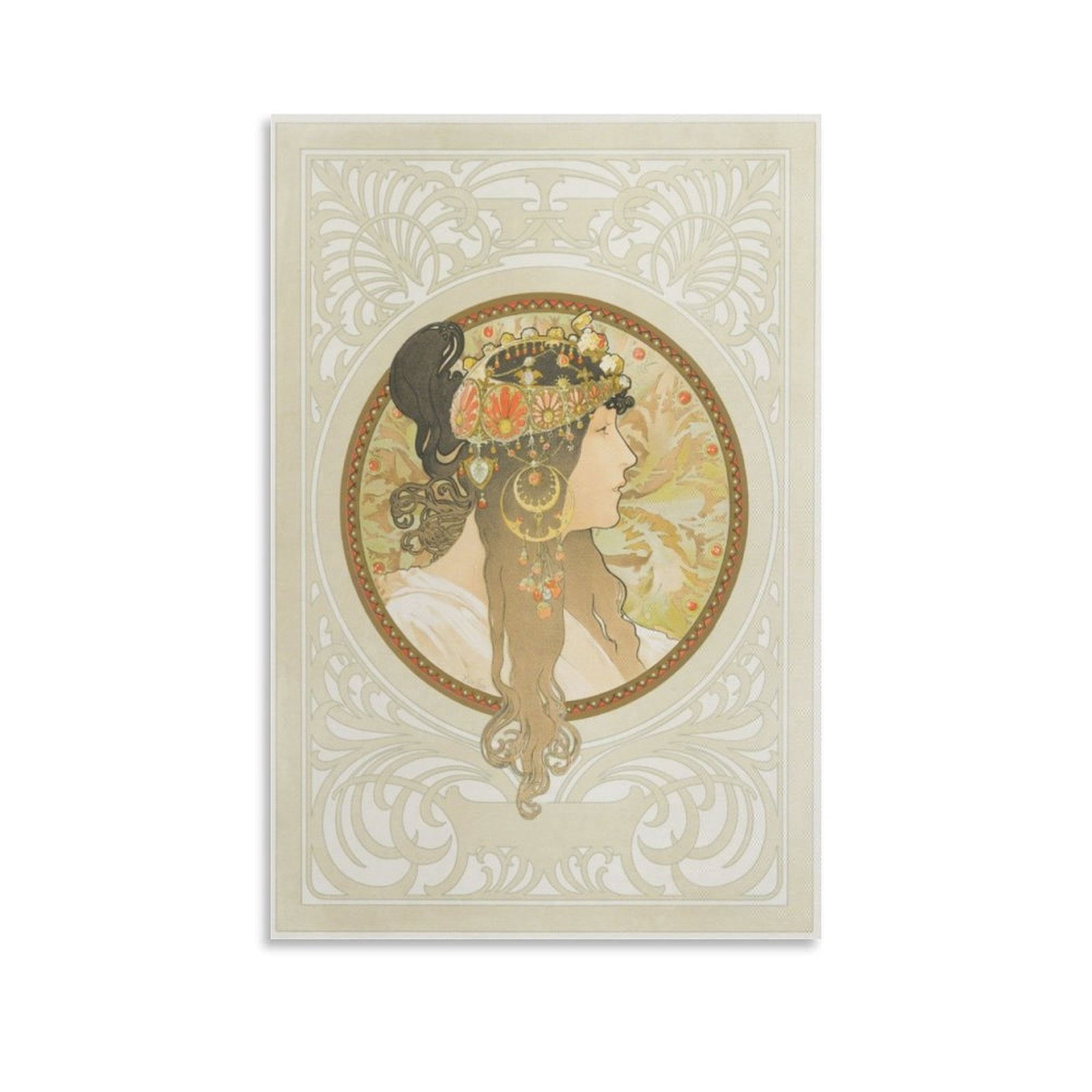 Alphonse Mucha Byzantine Head - Brunette Canvas Art Poster and Wall Art ...