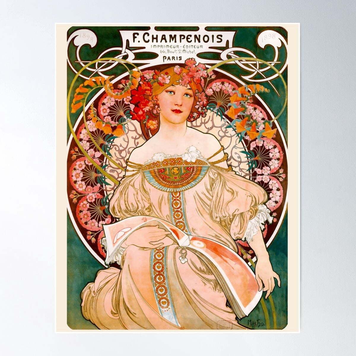 Alphonse Mucha - 'F. Champenois Imprimeur-Editeur', 1898 Poster Wall ...