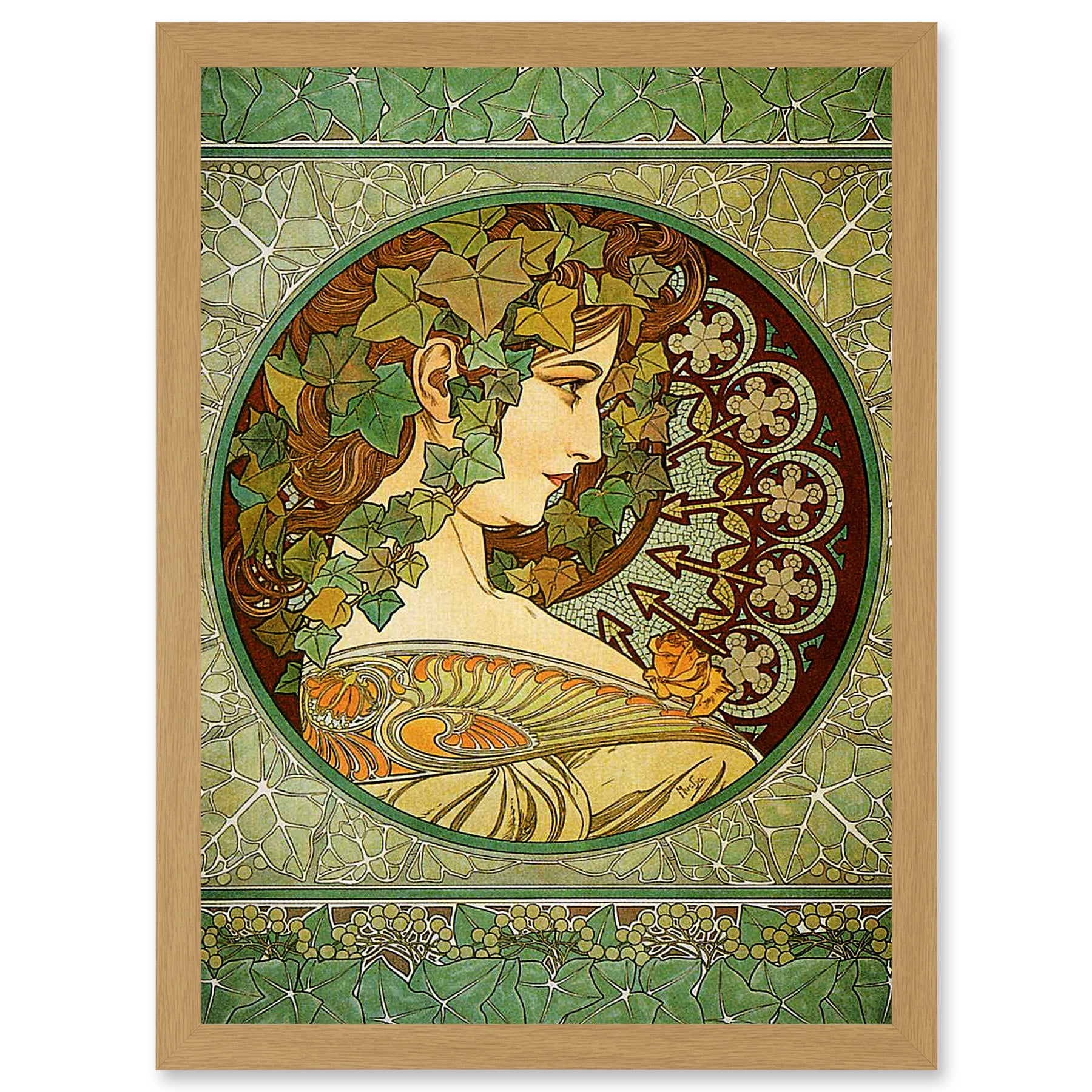 Alphonse Mucha Laurel 1901 Art Nouveau Green Vintage Painting A4 ...
