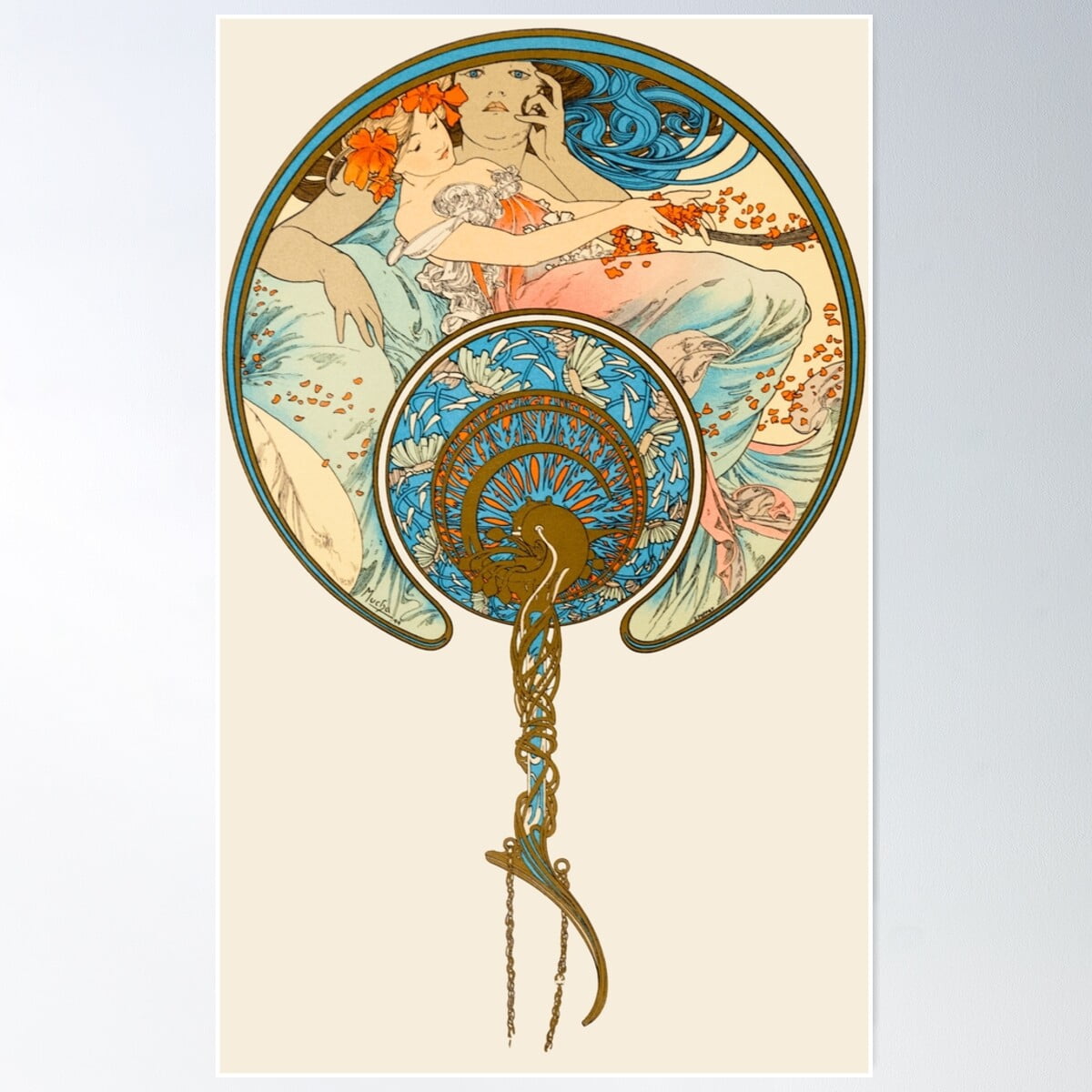 Alphonse Mucha - Le Vent Qui Passe...(The Fan), 1899 Poster Wall Art ...