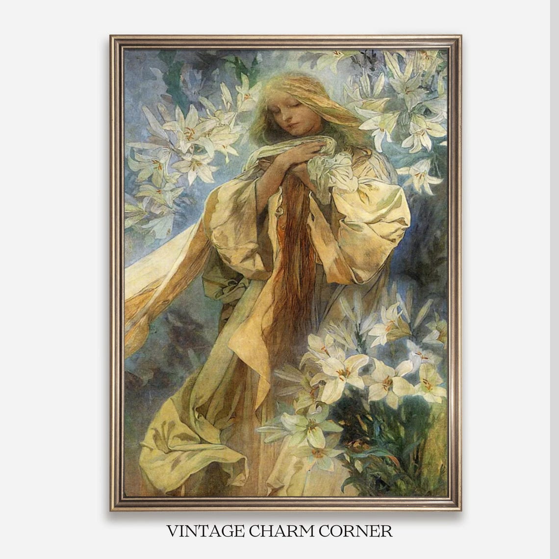 Alphonse Mucha Madonna Of The Lilies 1905 Art Nouveau Woman Wall Art ...