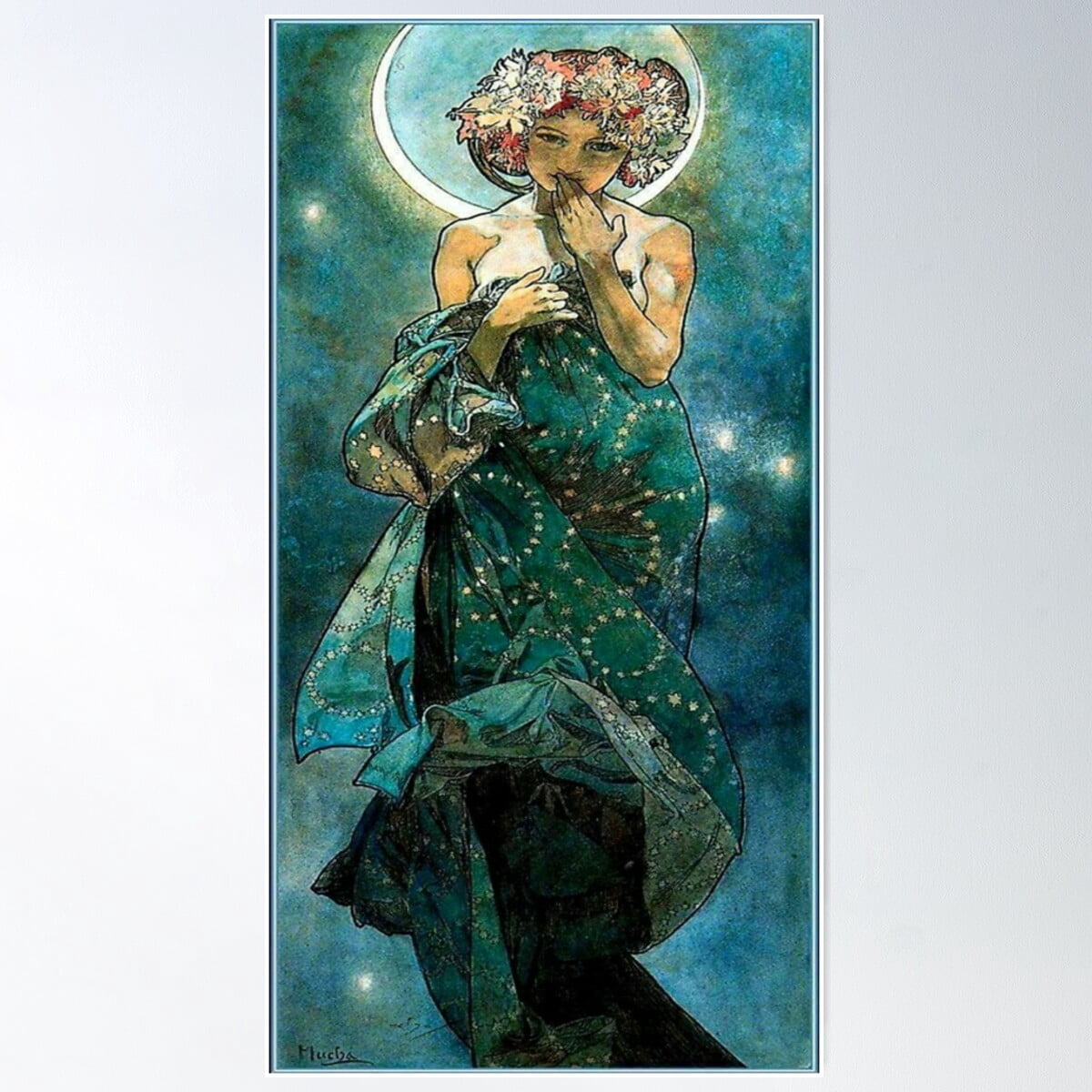 Alphonse Mucha Moonlight Poster Wall Art, Modern Wall Decor For Living ...
