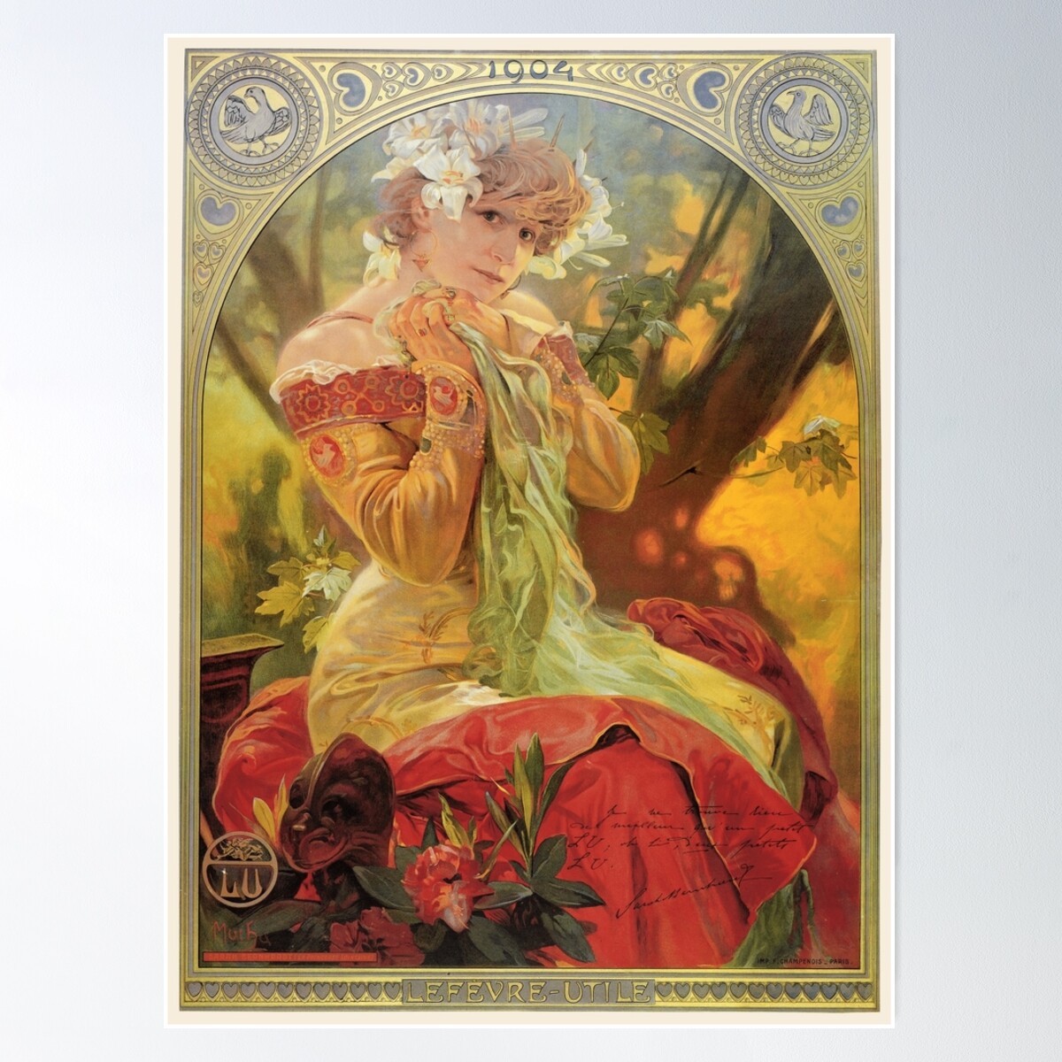 Alphonse Mucha - Sarah Bernardt, 1904 Poster Wall Art, Modern Wall ...