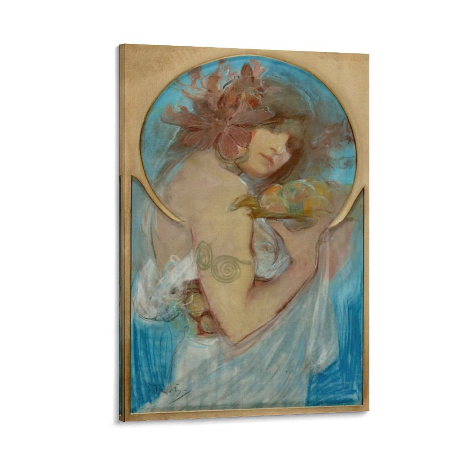 Alphonse Mucha Study for 'Fruit' Canvas Wall Art Poster Decorative ...