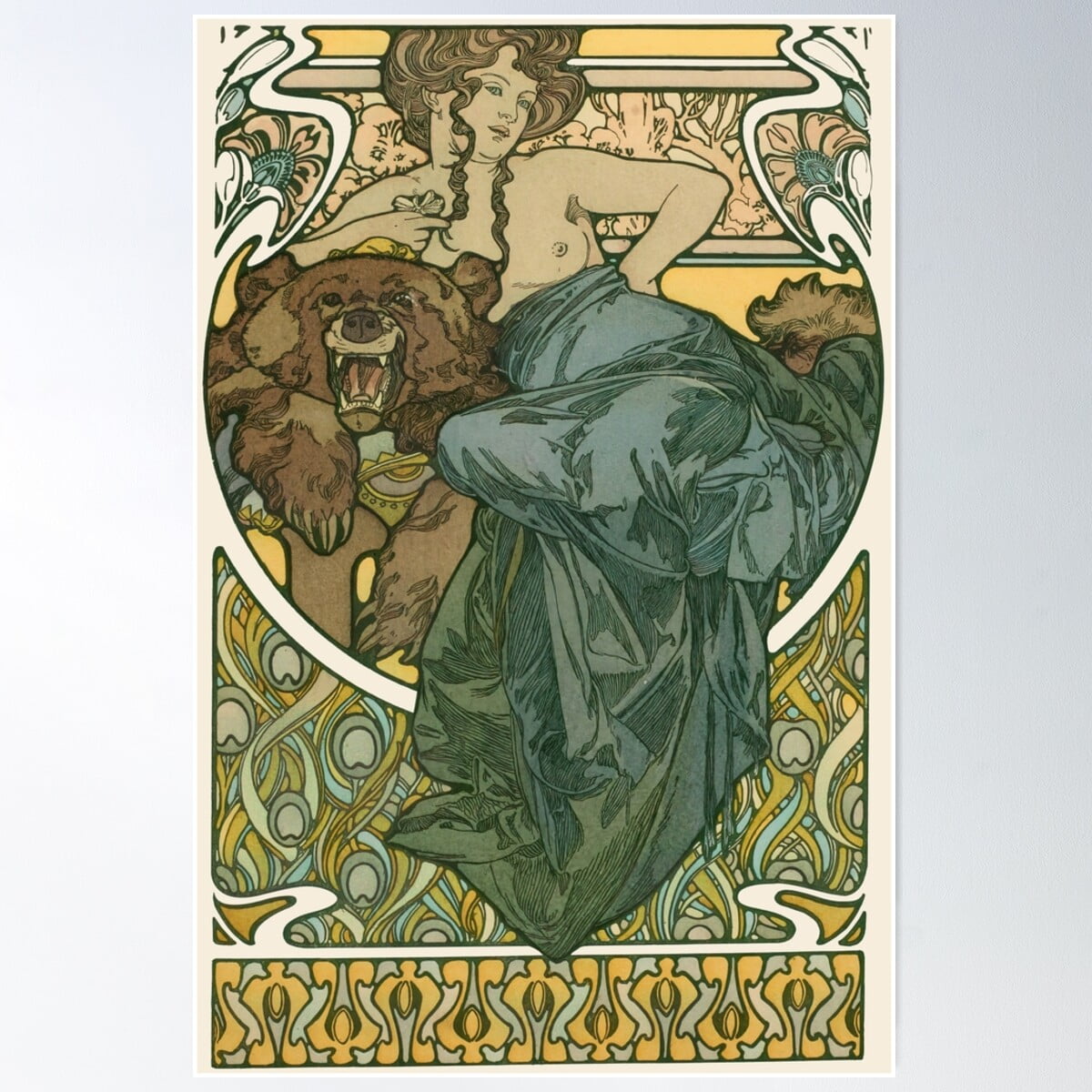 Alphonse Mucha - Woman And Bear, 1902 Poster Wall Art, Modern Wall ...
