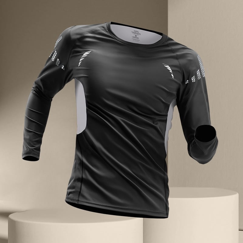 Alpinario Men's Long Sleeve Compression Shirt Green, 92% Polyester 8% ...