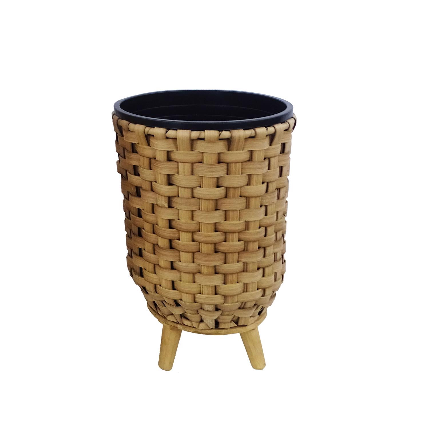 Alpine 13 in. H X 10 in. W X 10 in. D Plastic Wicker Plant Basket Beige ...