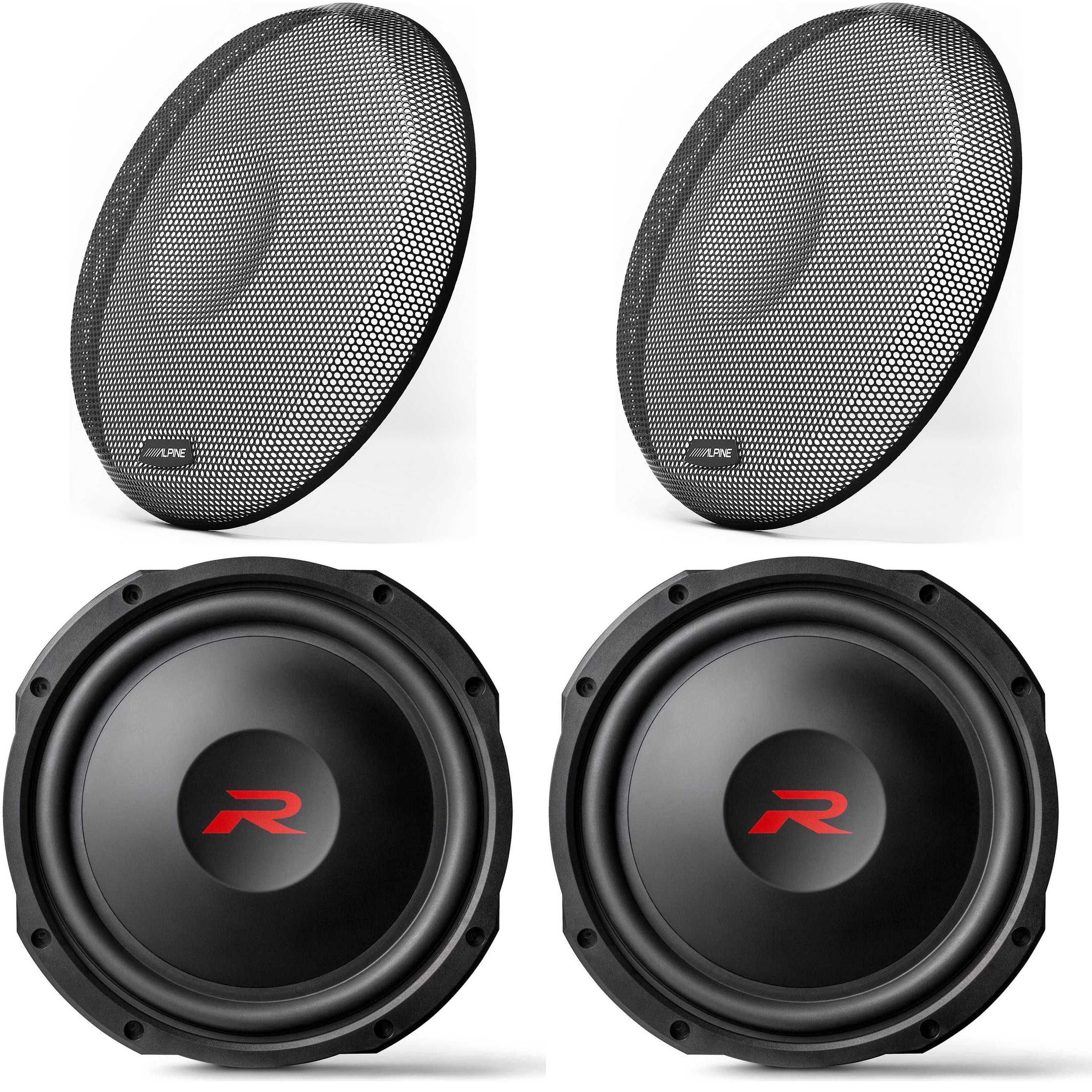 Alpine (2) RS-W12D4 12-inch R-Series Shallow Subwoofer Dual 4 Ohm ...