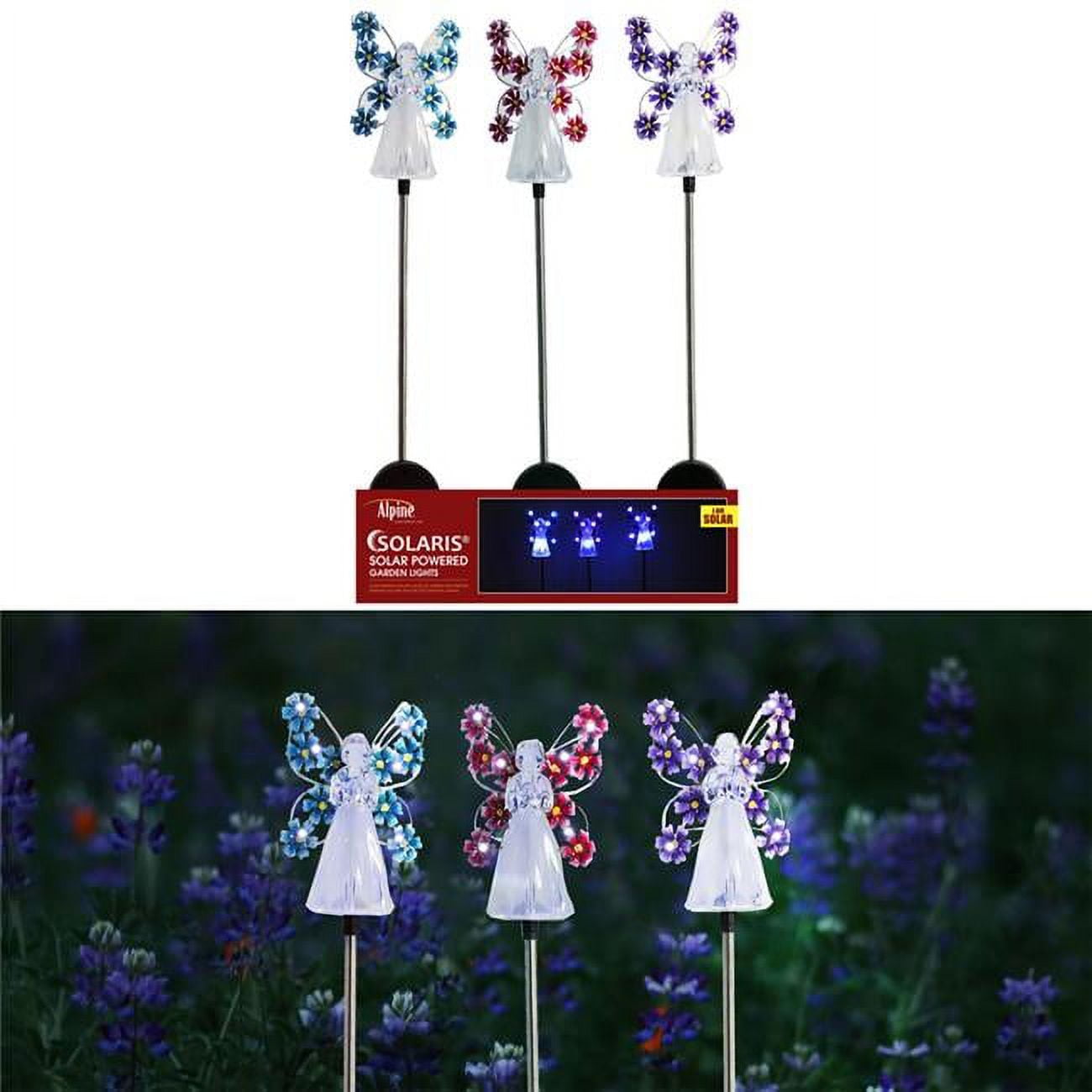 Alpine 35 in. Solalris Acrylic Angel Solar Garden Stake, Assorted Color ...