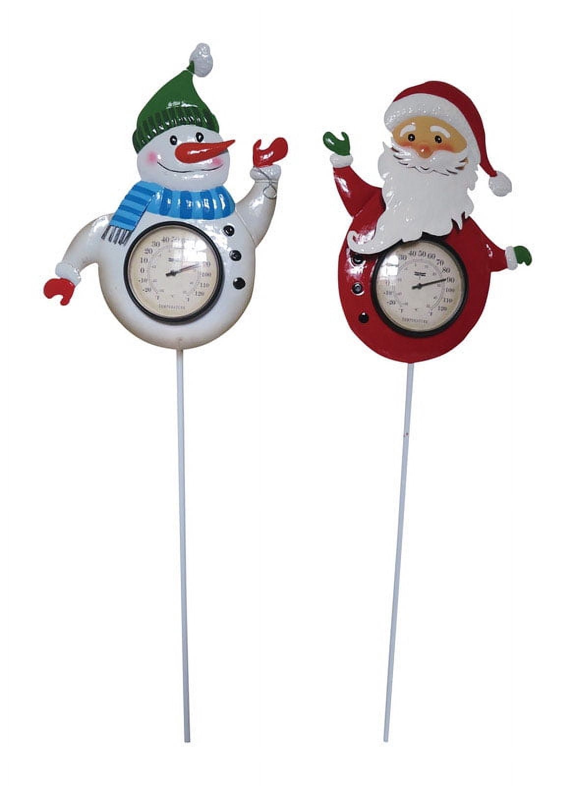 Alpine 36 in. Yard D cor Snowman and Santa Thermometers - Walmart ...