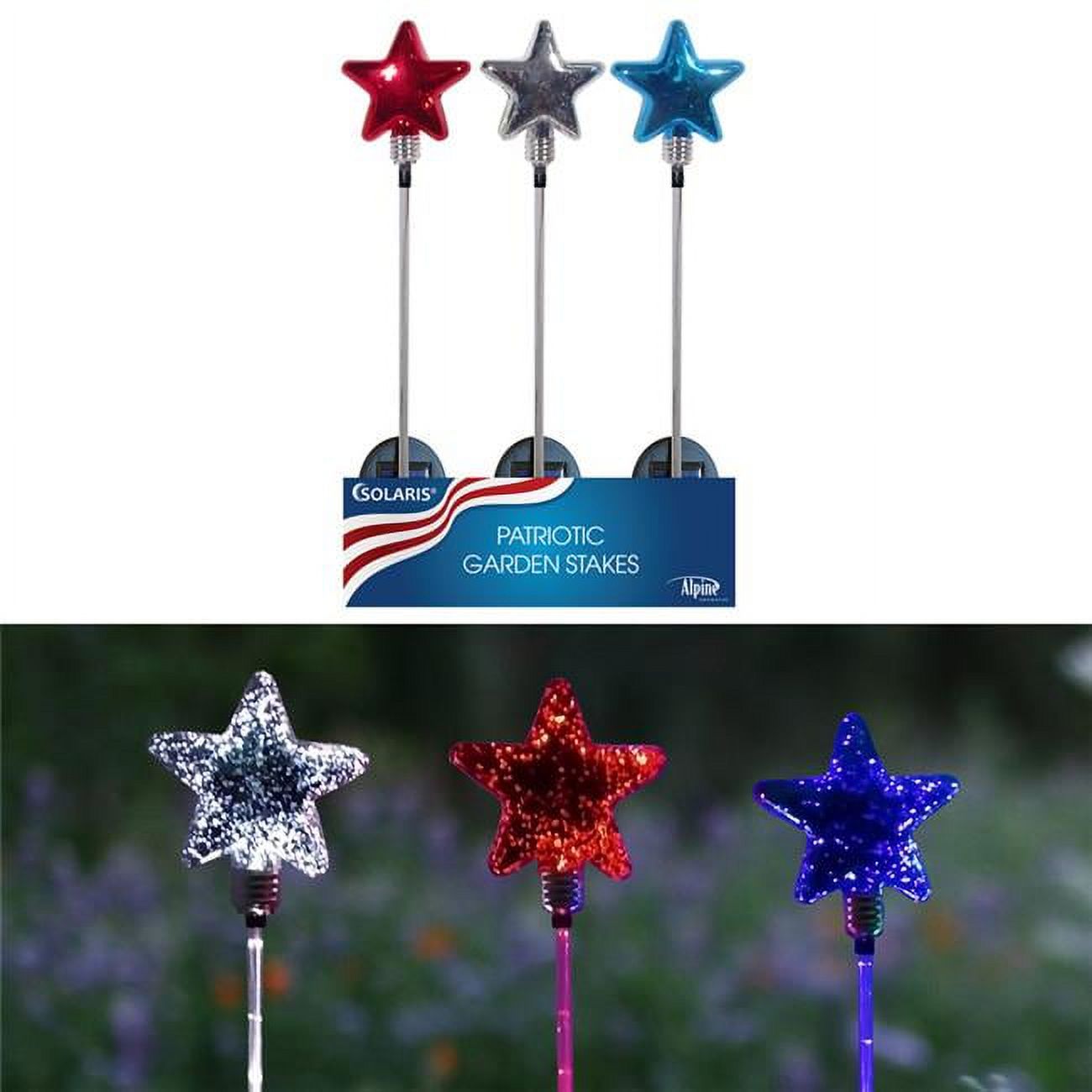 Alpine 8015835 Assorted Color Patriotic Solar Garden Stake - Pack of 12 ...