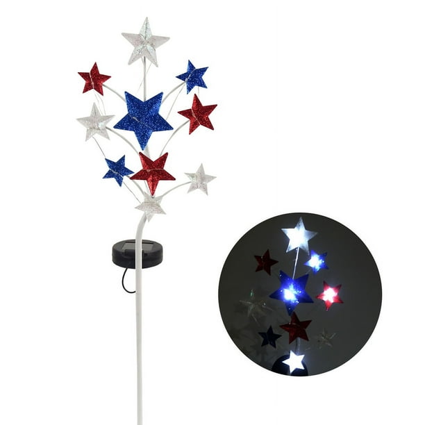 Alpine 8068764 24 in. Metal Star Solar Garden Stake, Multi Color - Pack ...