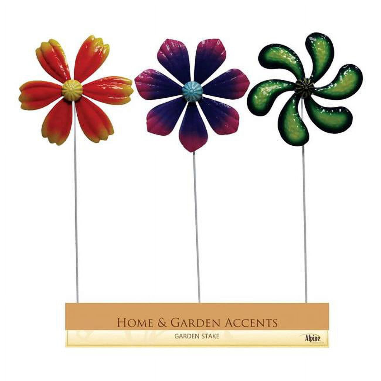 Alpine 8891962 Assorted Color Floral Decorative Garden Stakes - Pack of ...