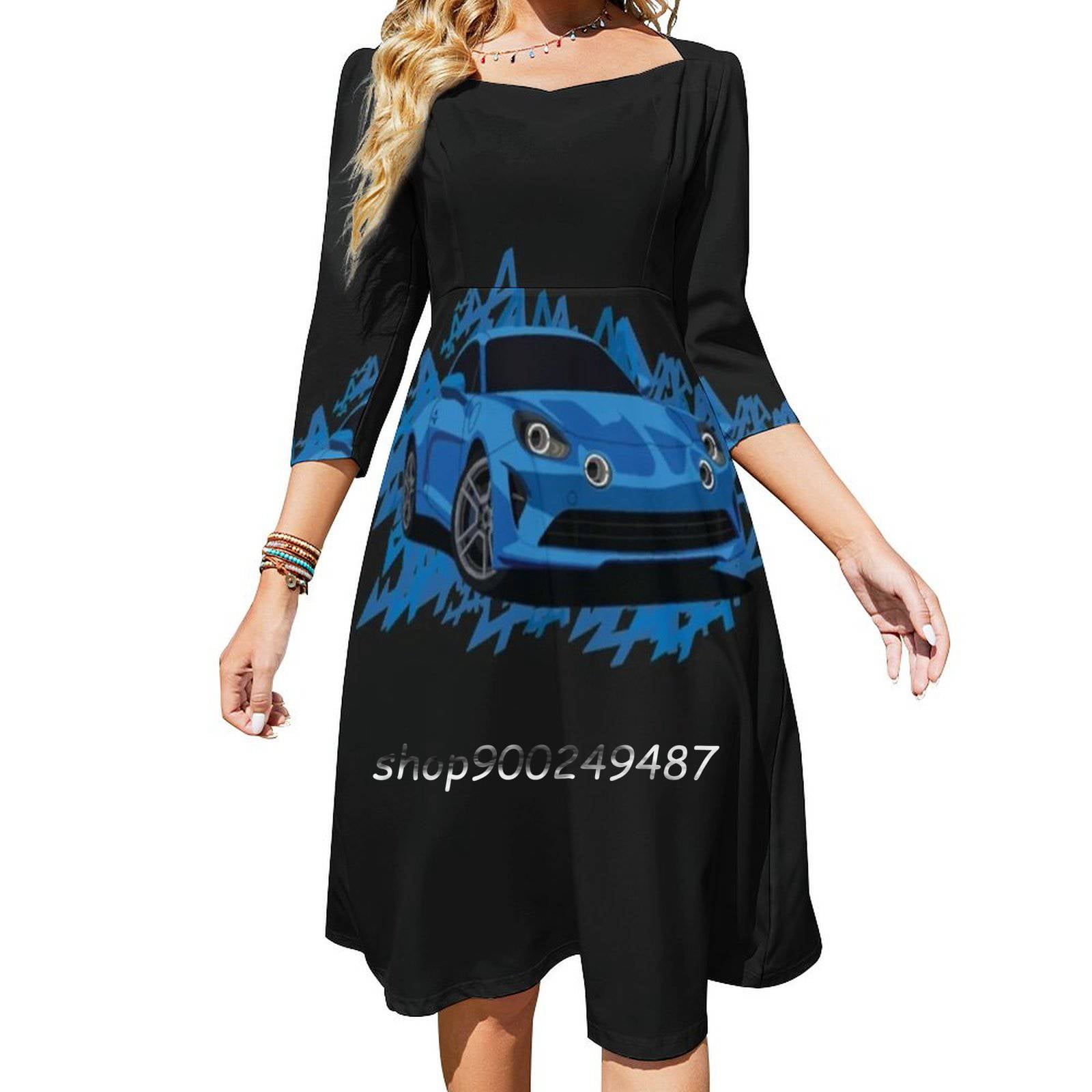 Alpine A110 Sweet Elegant Dress Wom Korean Kawaii Square Collar Dress ...