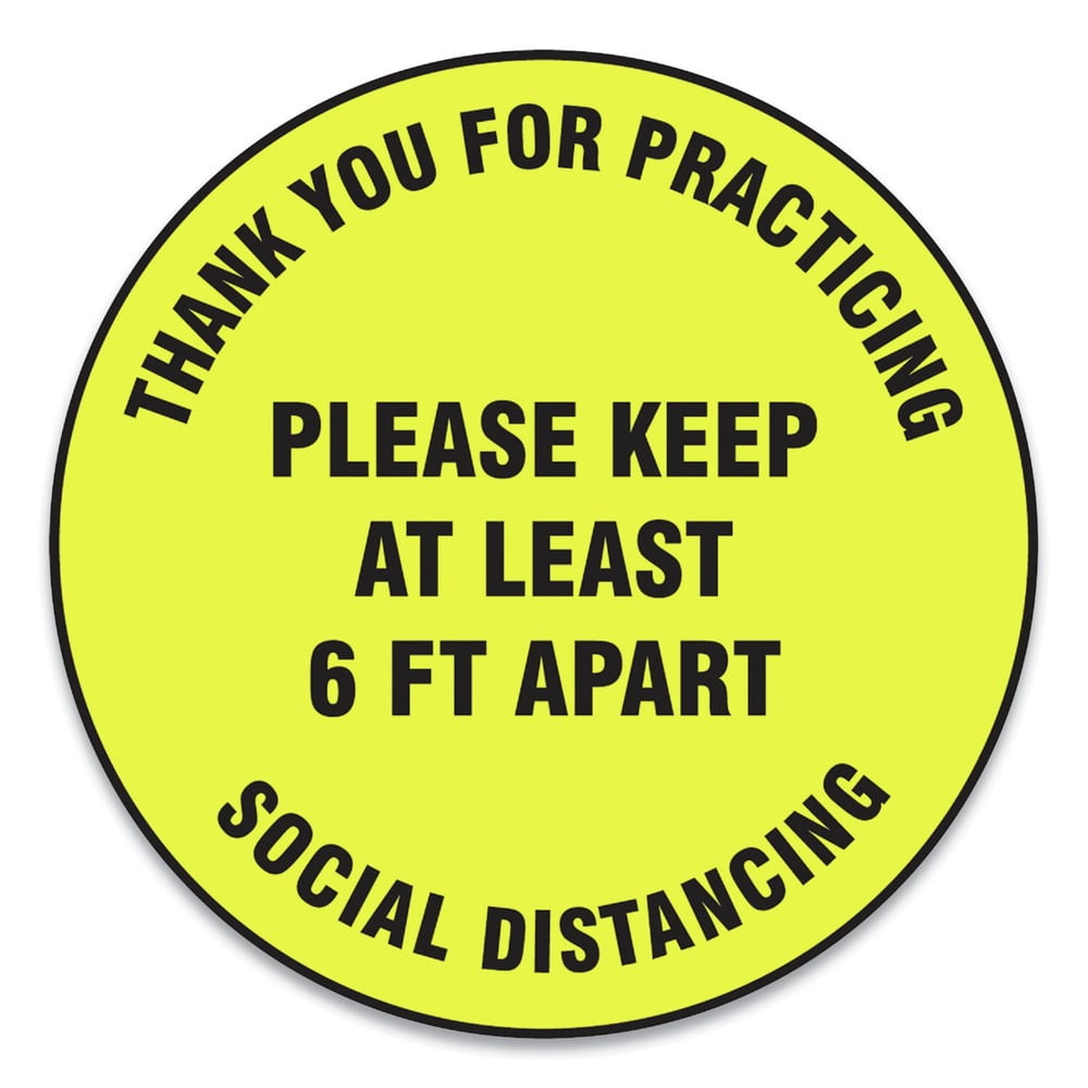 Alpine Accuform Slip-Gard Social Distance Floor Signs 17" Circle ...