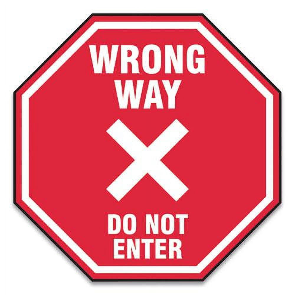 Accuform Slip-Gard Social Distance Floor Signs, 17 x 17, "Wrong Way Do ...