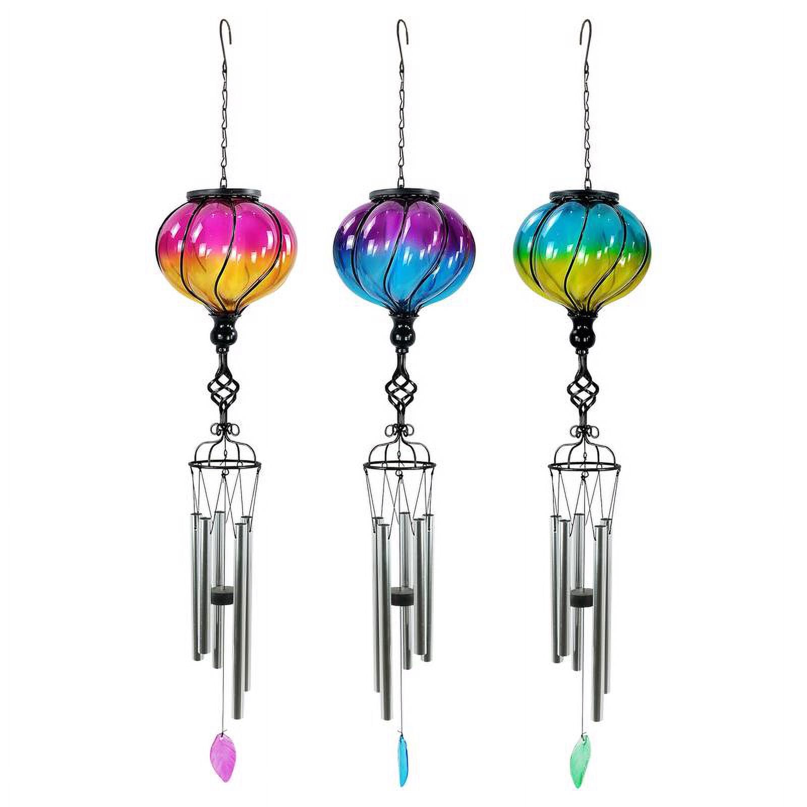 Alpine Assorted Glass/Metal 31 in. Solar Glass Balloon Wind Chime ...