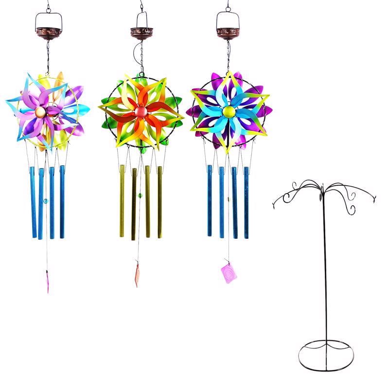 Alpine Assorted Metal 35 in. Solar Kinetic Spinner Wind Chime - Walmart.com