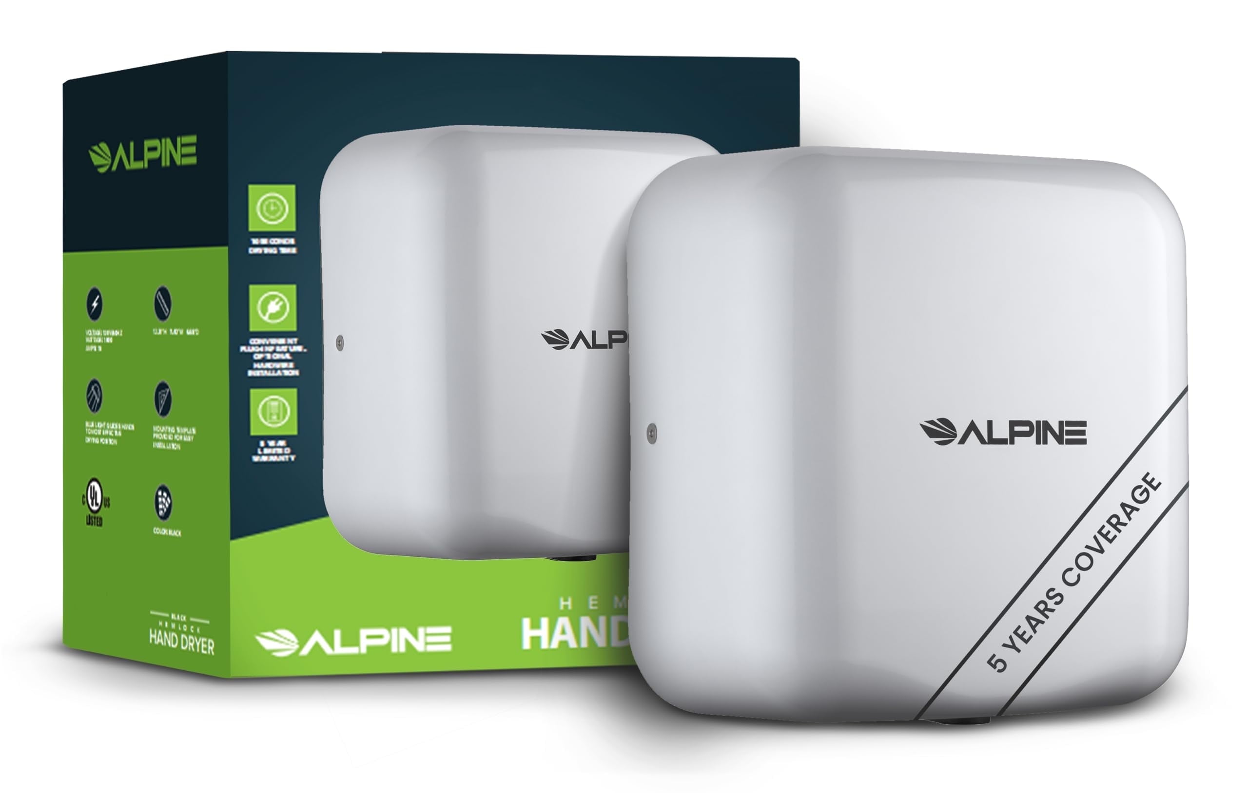 Alpine Automatic Hand Dryers for Bathrooms Commercial High Speed 110 ...