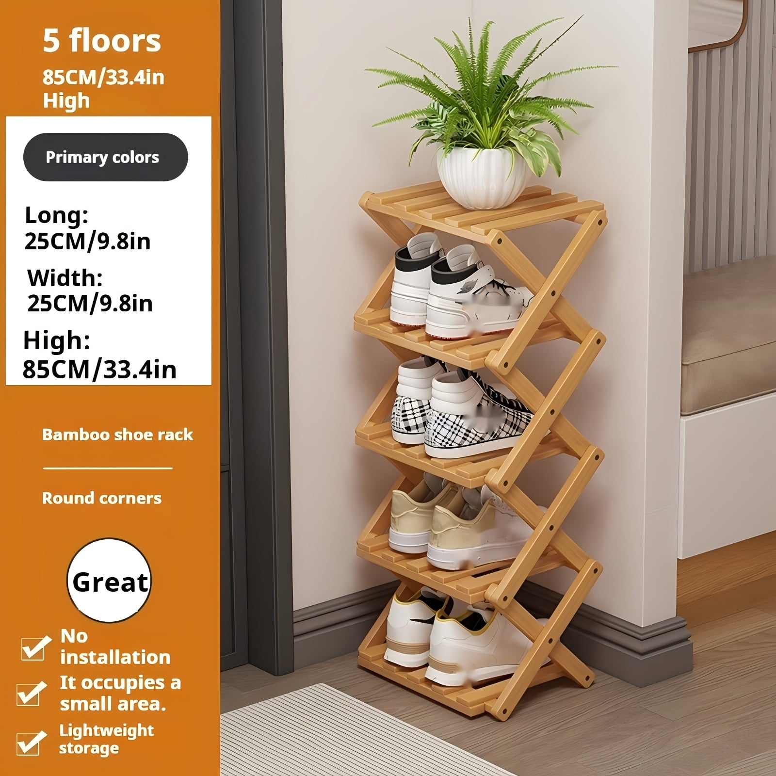 [Alpine Bamboo Shoe Rack] 2-6 Layers Expandable Collapsible Bamboo Shoe ...