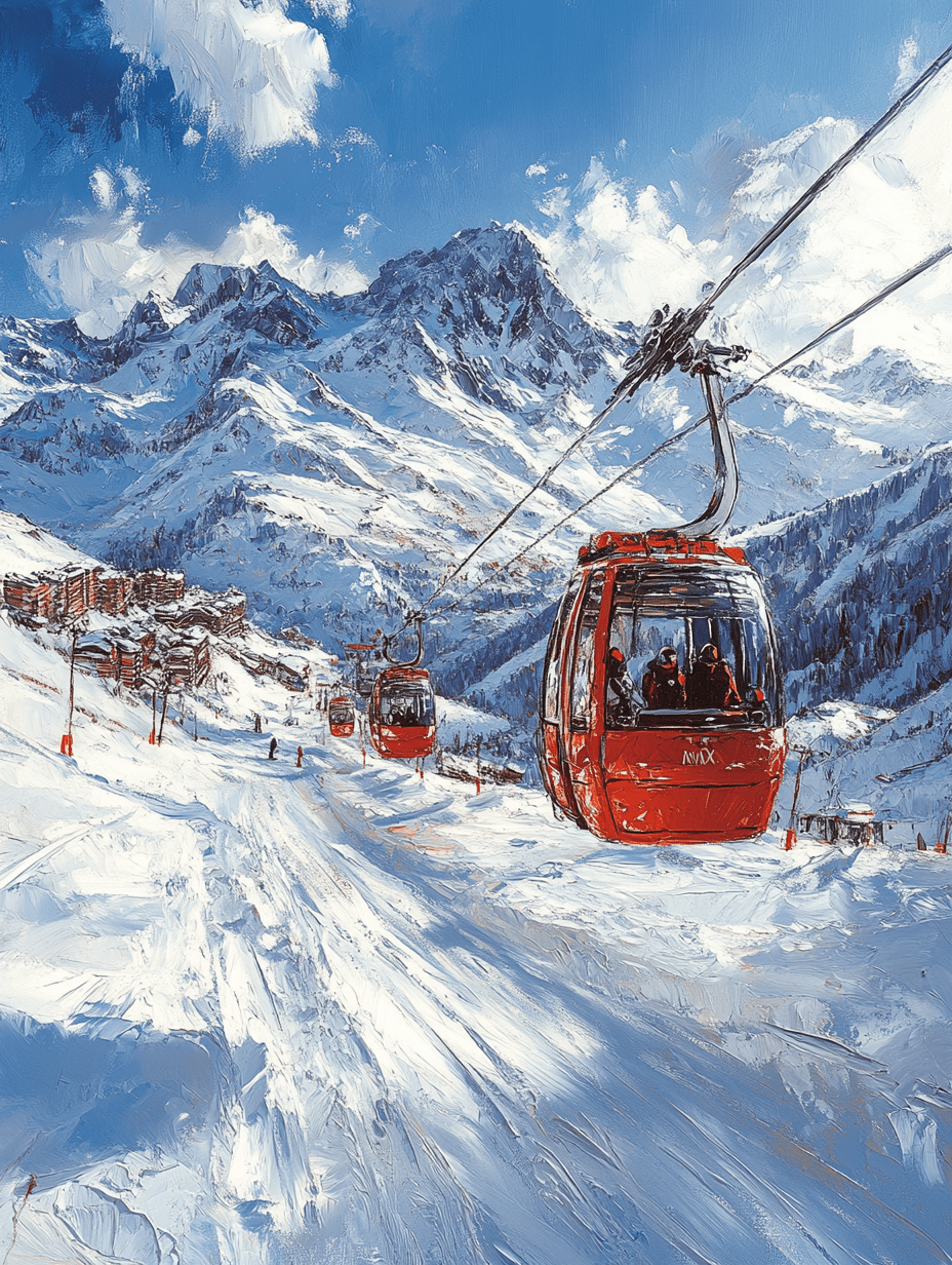 Alpine Cable Car Canvas Painting/Wall Art， Perfect for Living Room，Ski ...