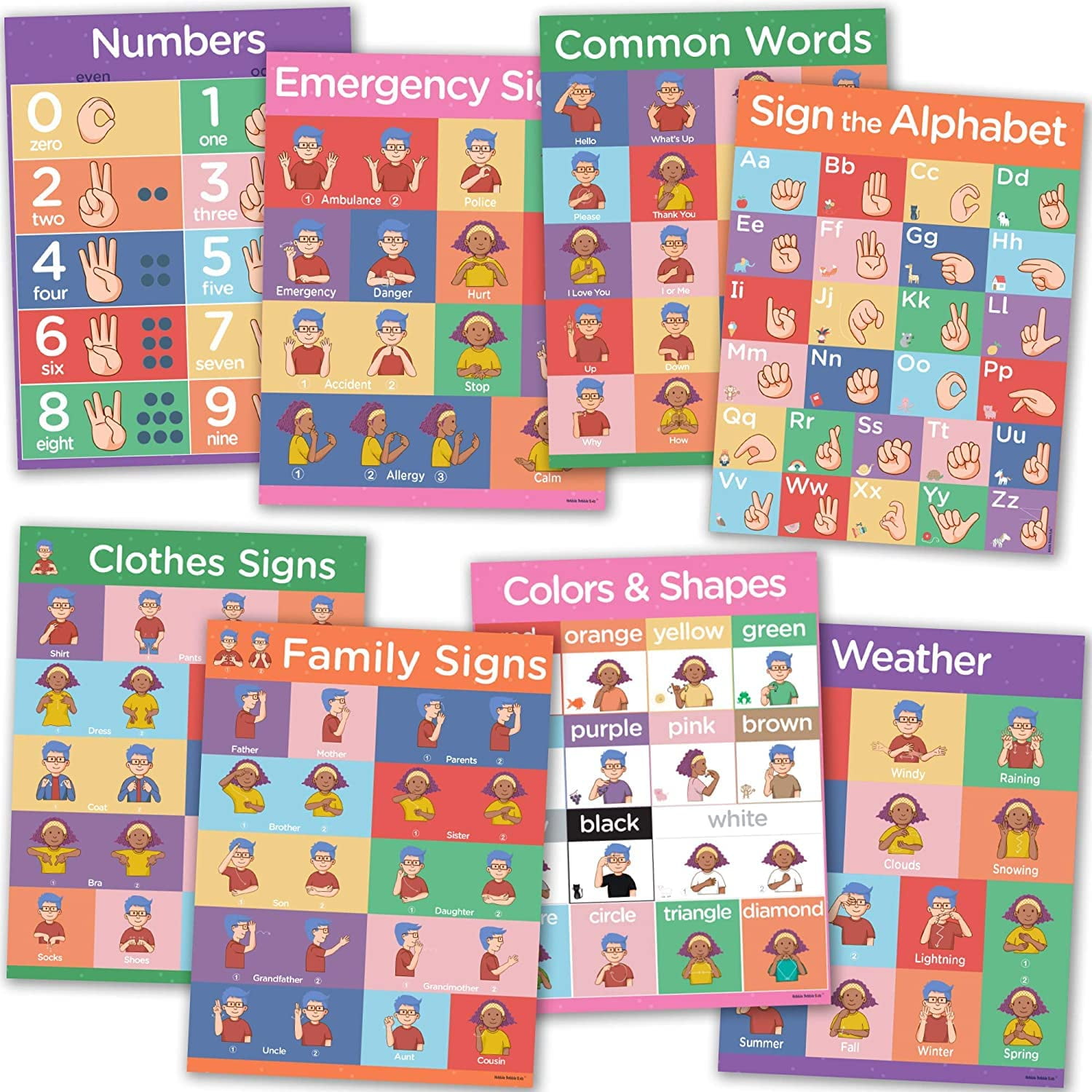 Alpine Choice | Sign Language Posters For Classroom - 8 Pack Includes ...