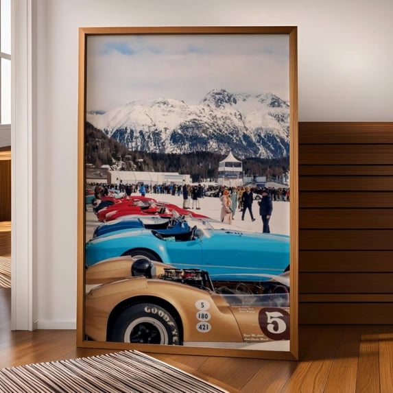 Alpine Classic Car Show Poster Vintage Cars Snowy Mountains Poster ...