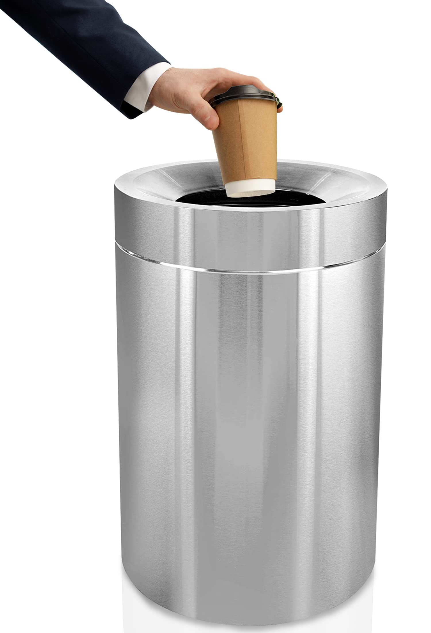 Alpine Commercial Stainless Steel Trash Can – Open Top 50-Gallon Heavy ...