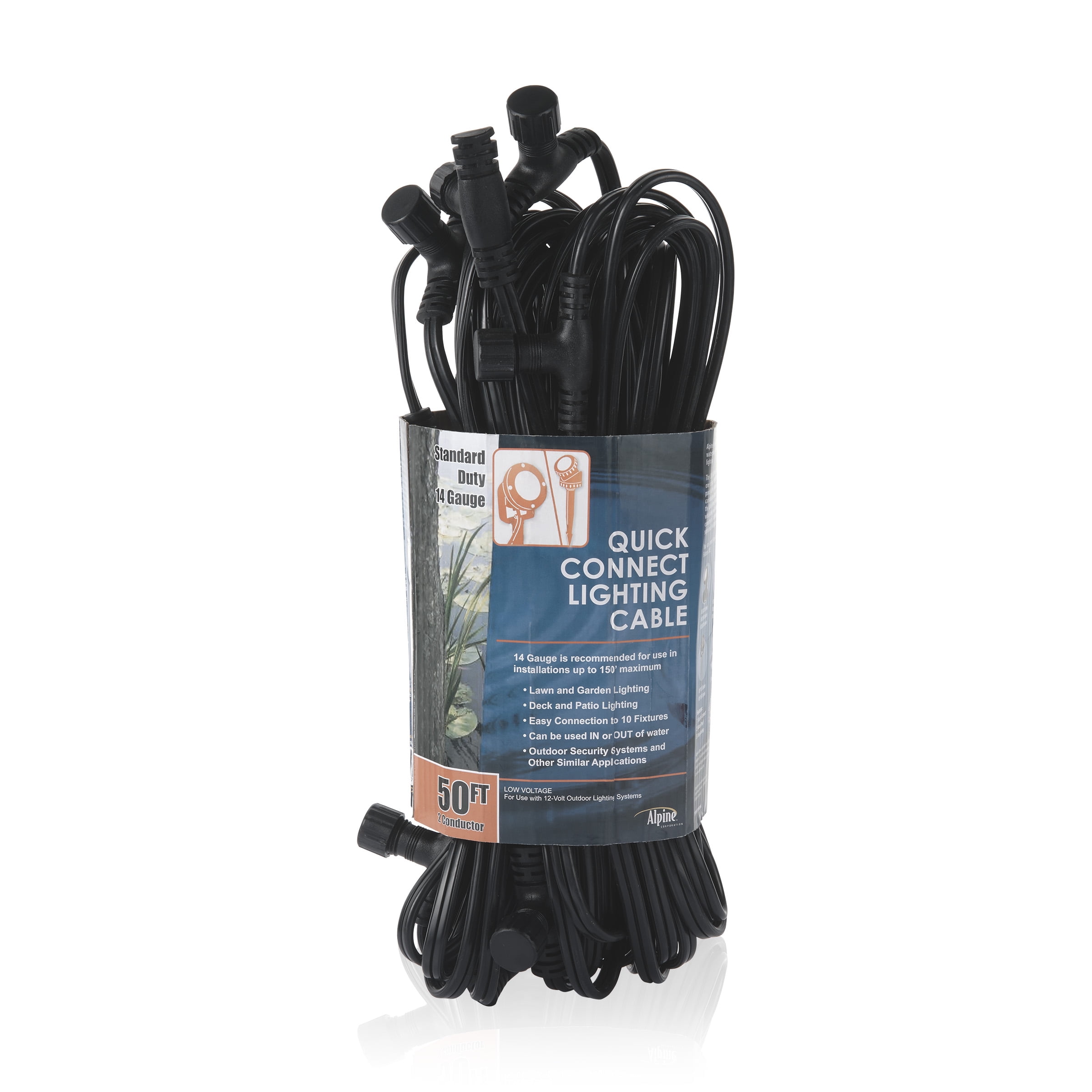 Alpine Corporation 10 Socket Quick-Connect Lighting Cable, 50'/15m Long ...