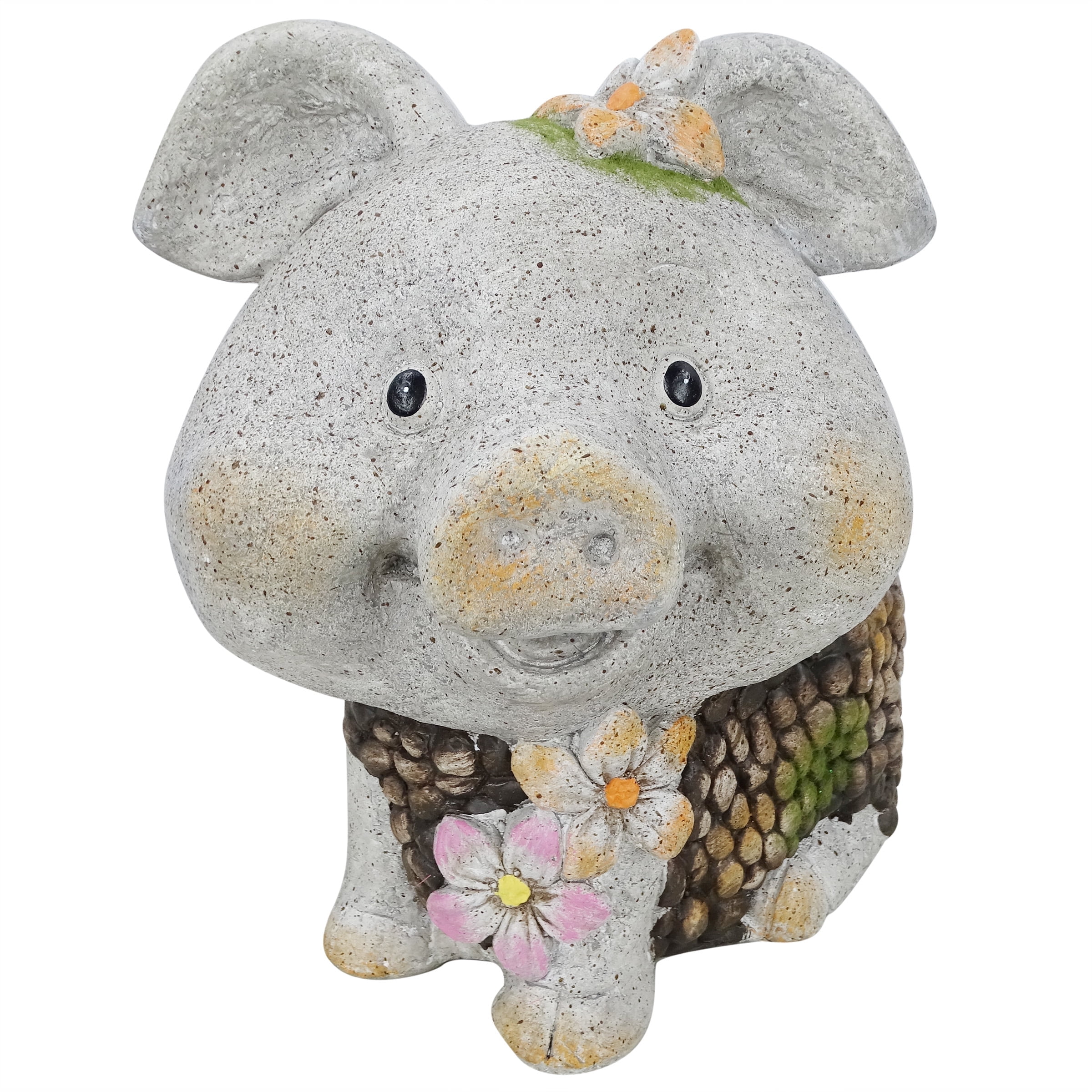 Alpine Corporation 13"H Smiling Pig Statue Garden Planter w/ Drainage ...