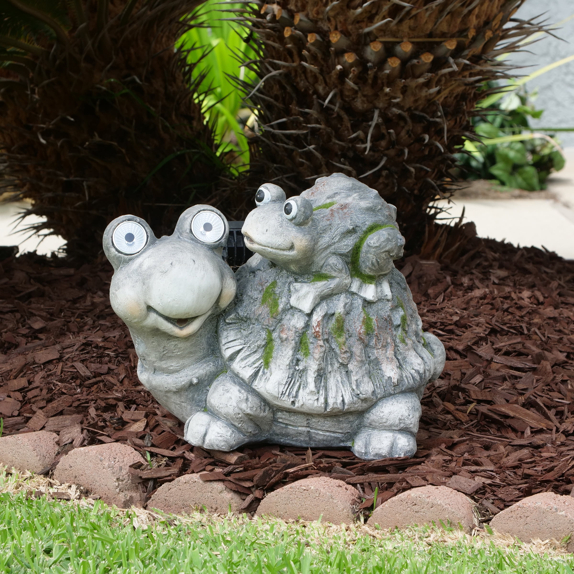 Alpine Corporation 14" x 11" Mossy Frog on Turtle Garden Statue with ...