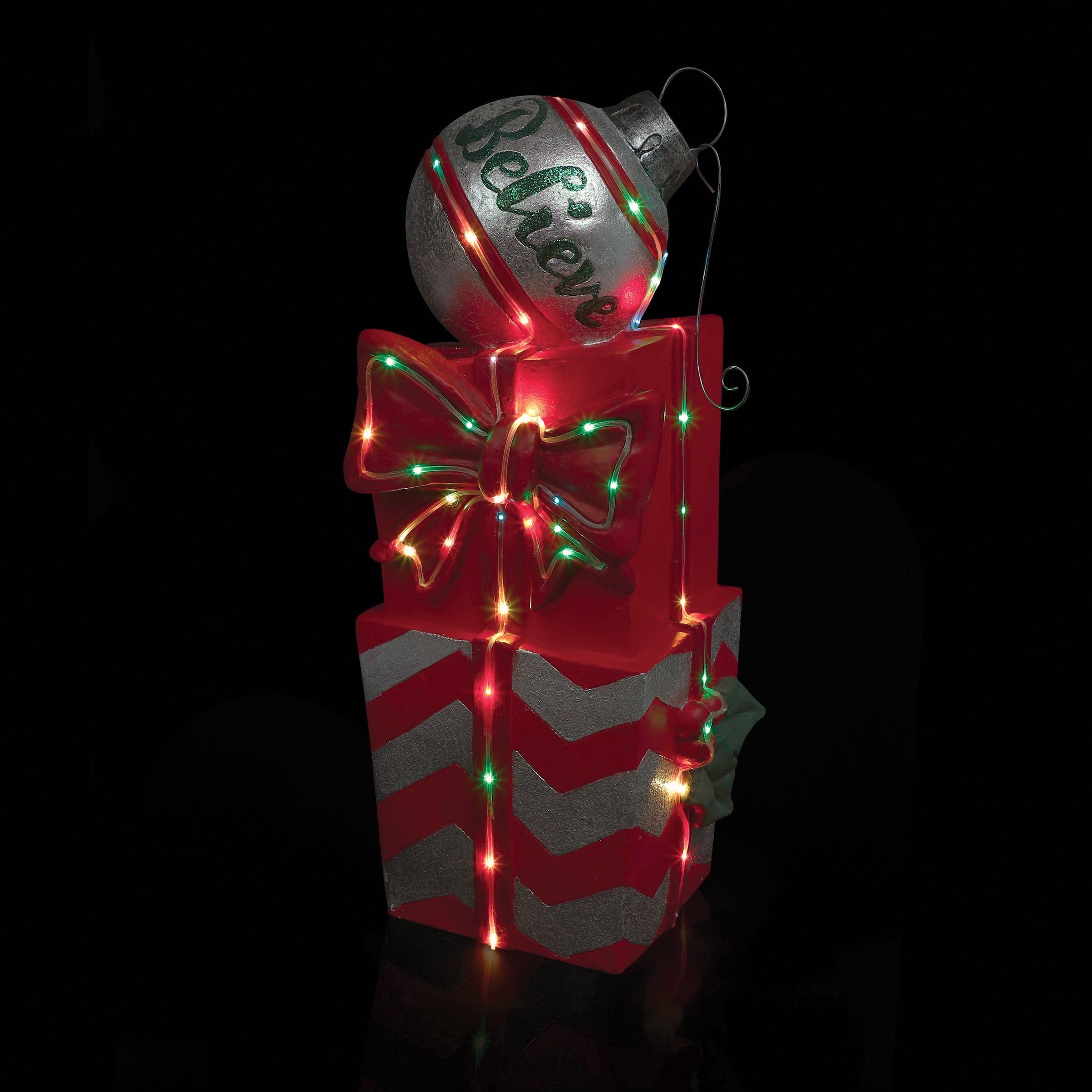 Alpine Corporation 15" x 37" Stacked Christmas Gifts and 'Believe ...