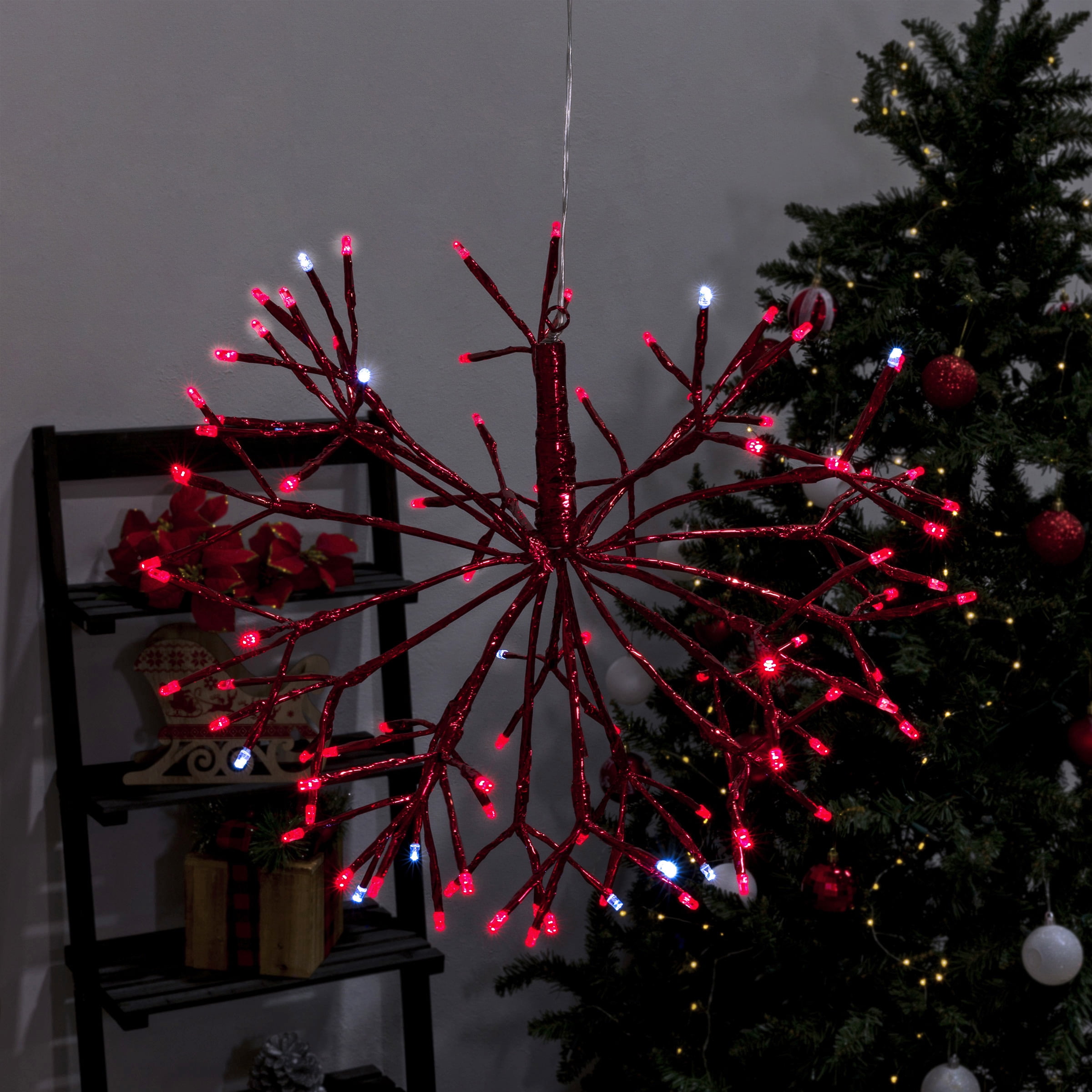 Alpine Corporation 16" Iron Twig Light-Up Snowflake Holiday Ornament ...