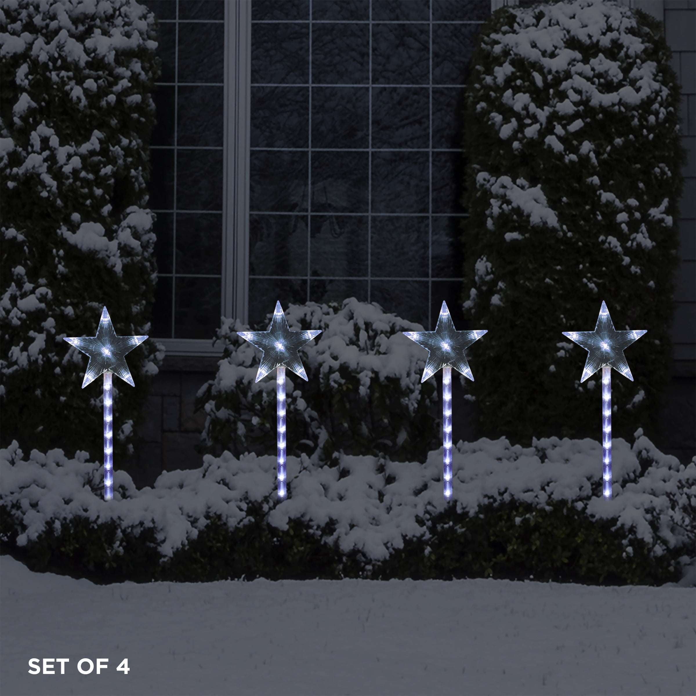 Alpine Corp. 25" LED Shooting Star Garden Stakes, Set of 4, White ...