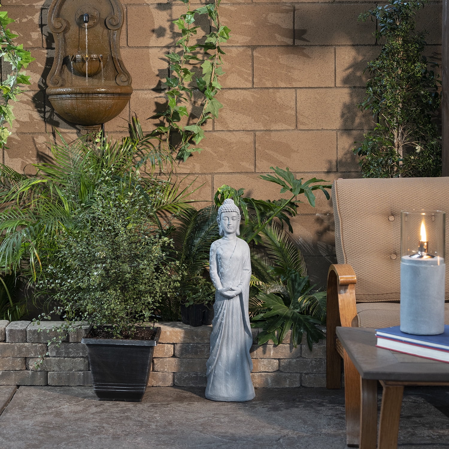 Alpine Corporation Zen Decor Large Asian 32" Tall Cement Standing ...