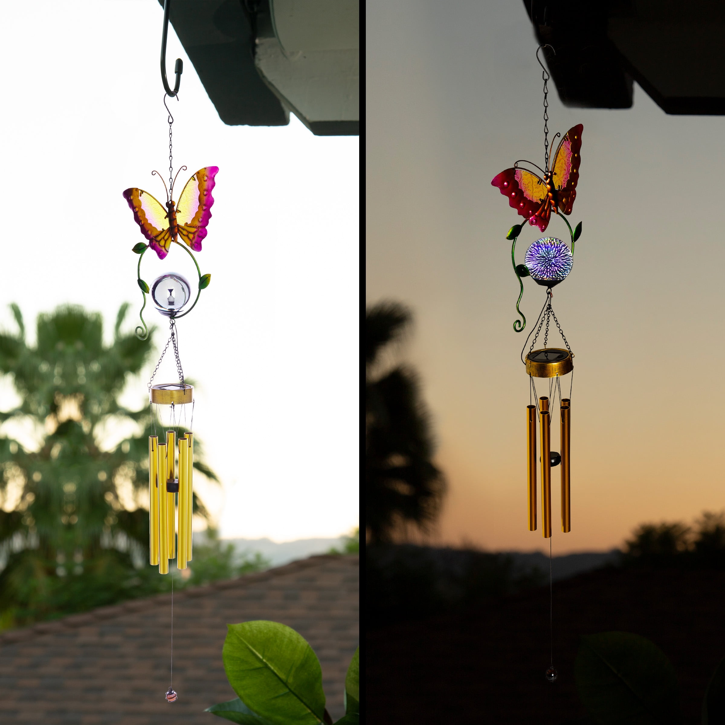 Alpine Corporation 48" Hanging Outdoor Butterfly Metal Wind Chime ...