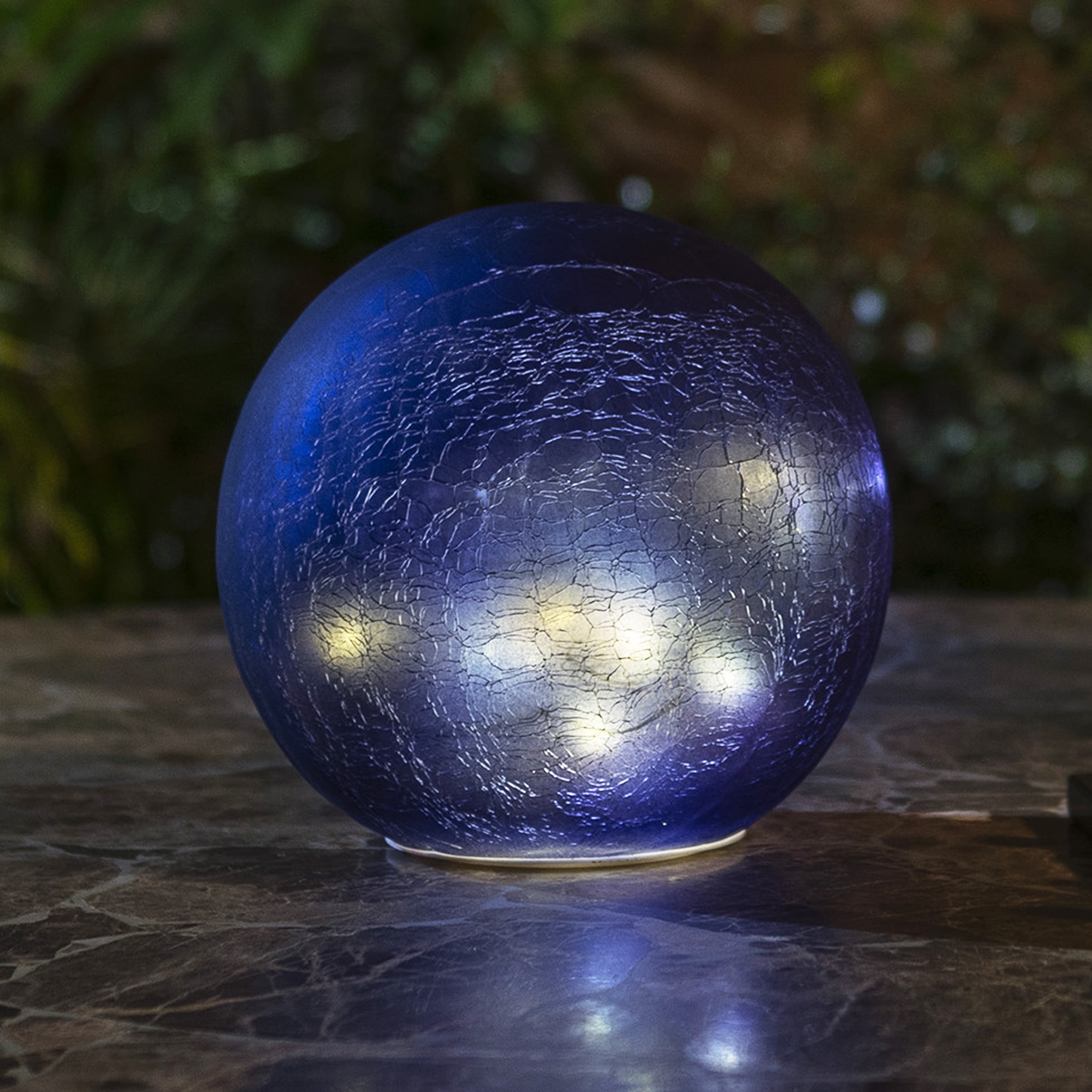 Alpine Corporation 7" Textured Glass Light up Gazing Ball, Blue ...