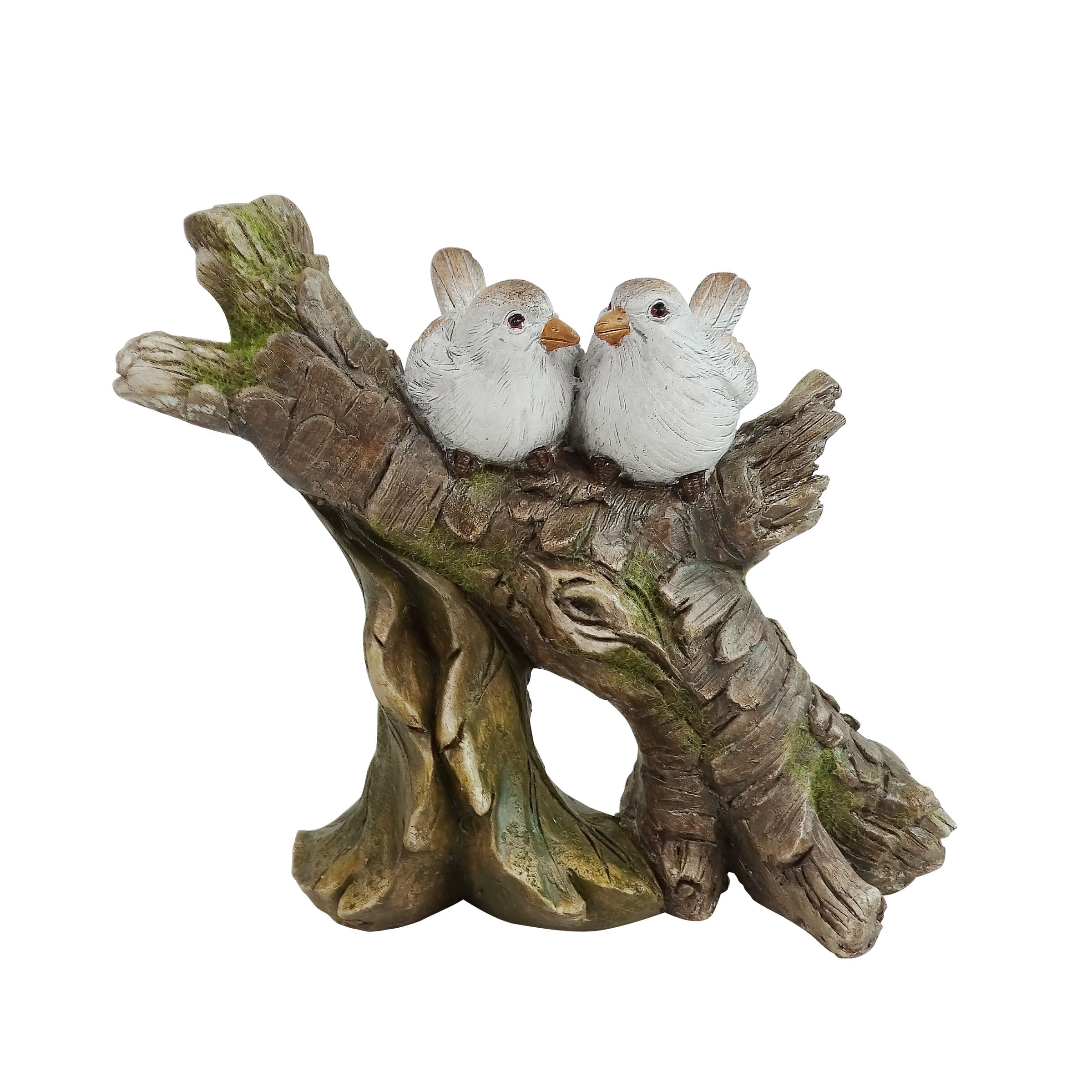 Alpine Corporation 8"H White Love Birds on Wood Statue for Garden ...