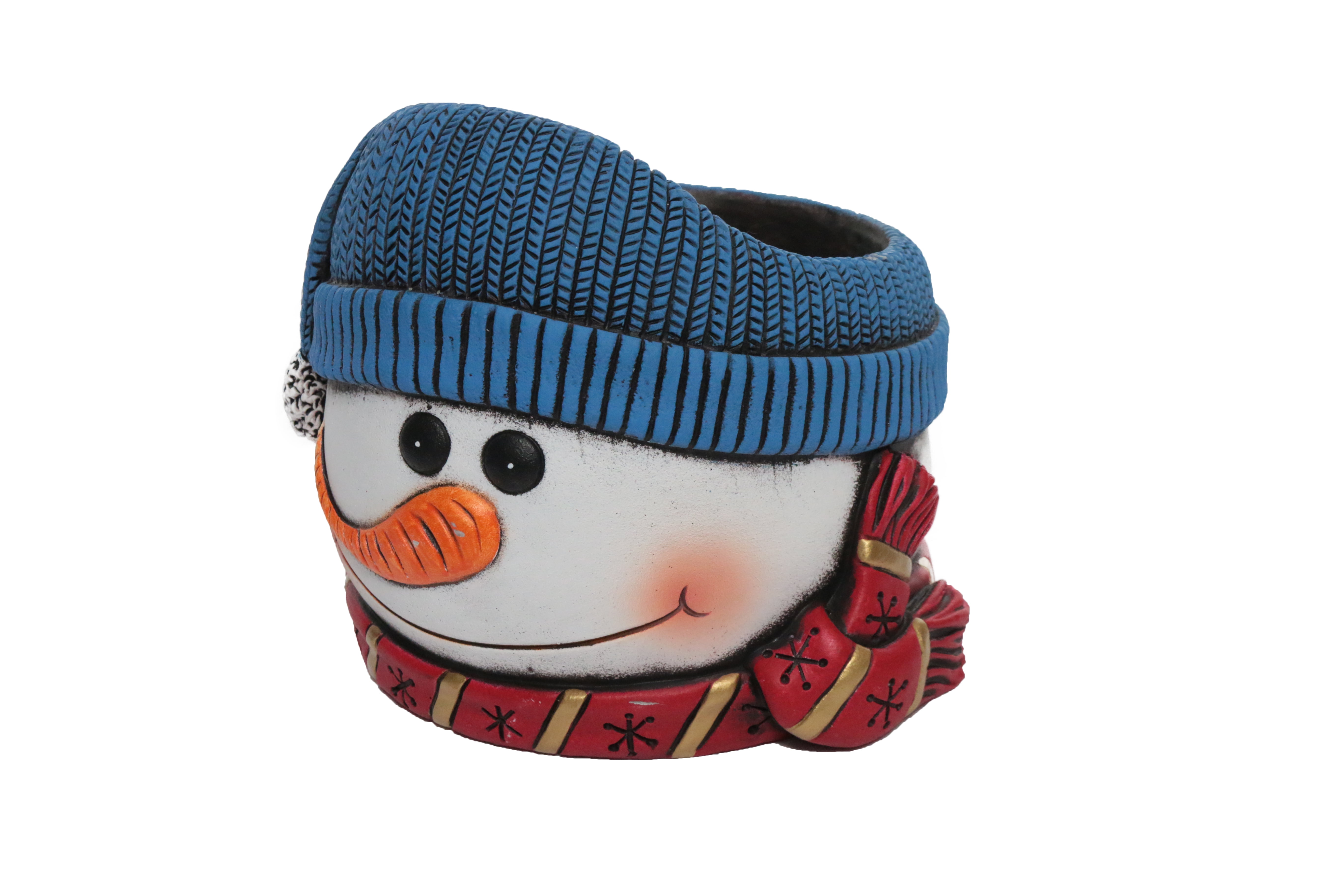 Alpine Corporation Christmas Snowman Flower Pot with Blue Hat - Walmart.com